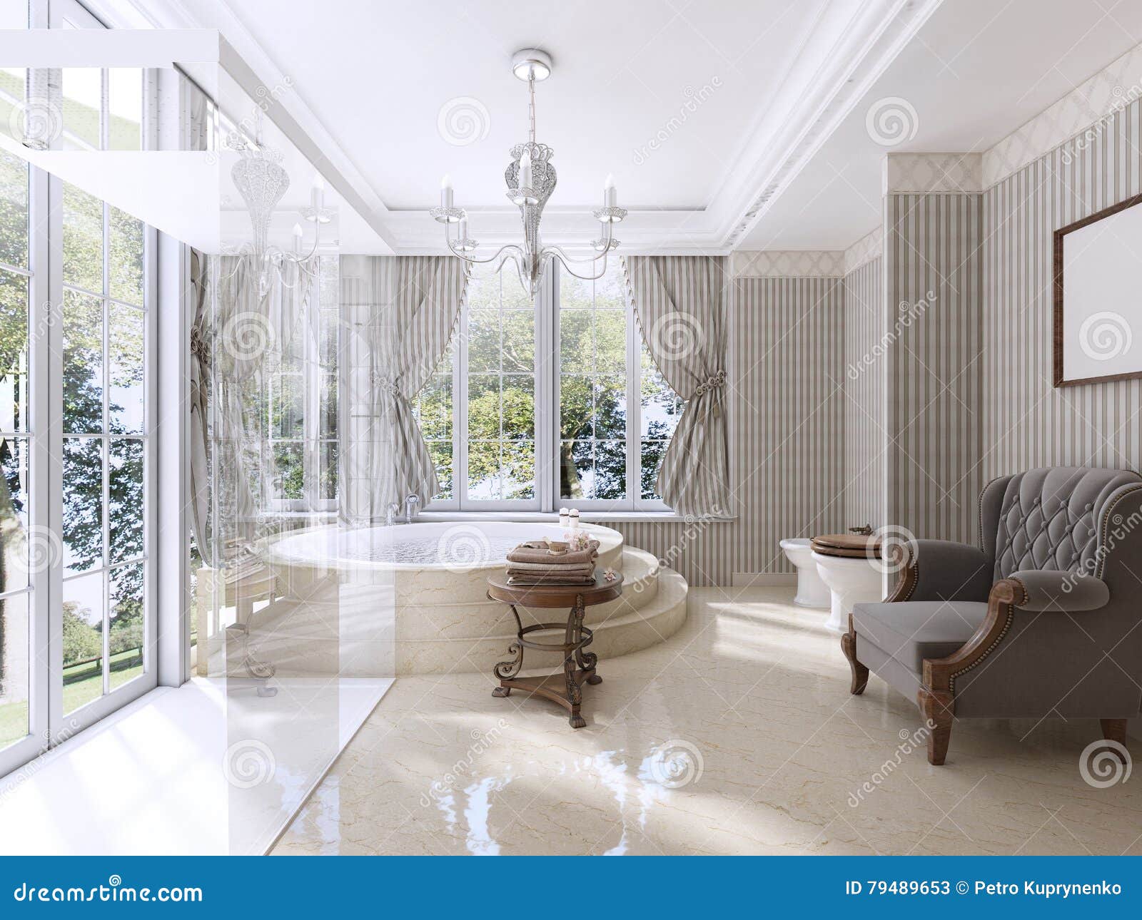 Cuarto De Baño De Lujo En Estilo Clásico Stock de ilustración ...