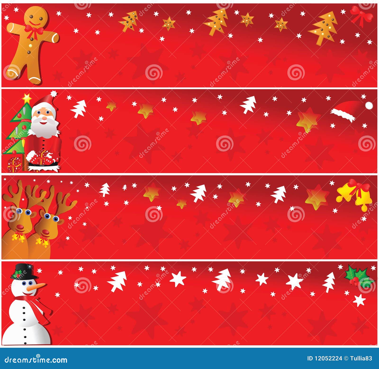 Cuatro Banderas Horizontales De La Navidad. Stock de ilustración ...