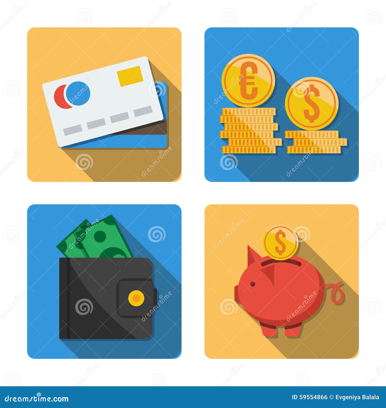 Cuatro Diversos Iconos En Un Estilo Plano Ilustración del Vector ...