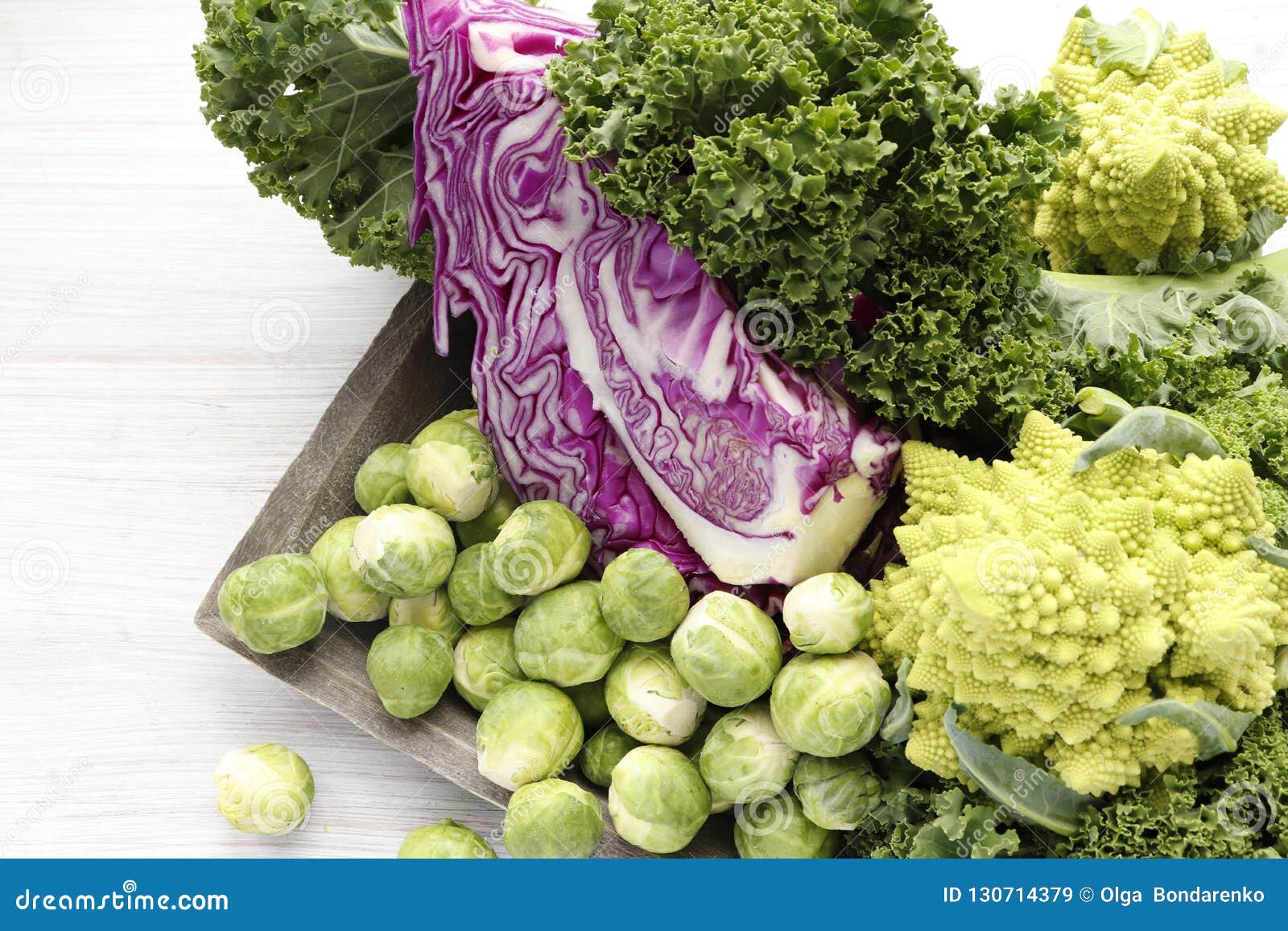 Cuatro Diversos Tipos De Col Verduras Crucíferas Imagen de archivo ...