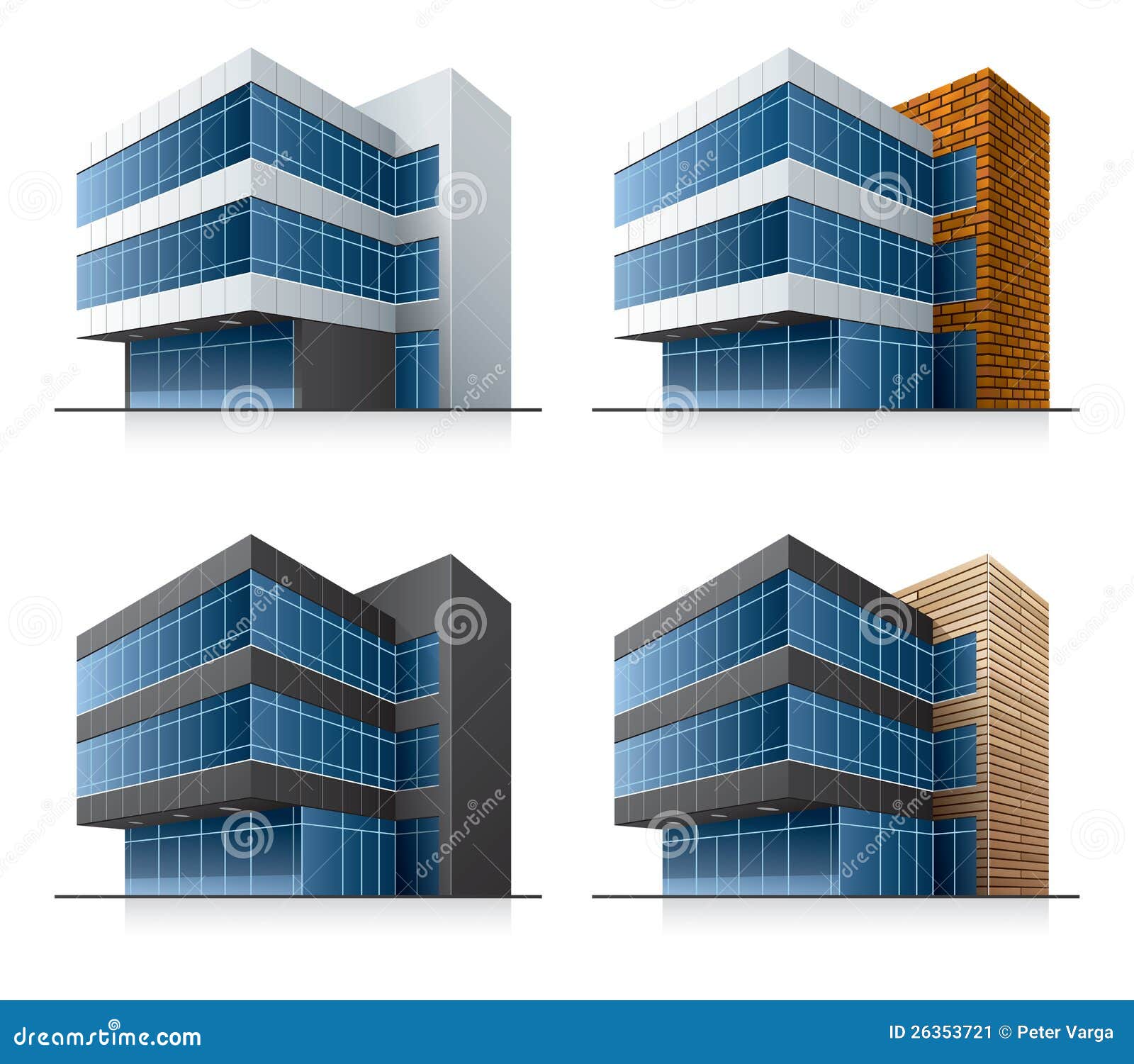 Cuatro Edificios De Oficinas Del Vector Ilustración del Vector ...
