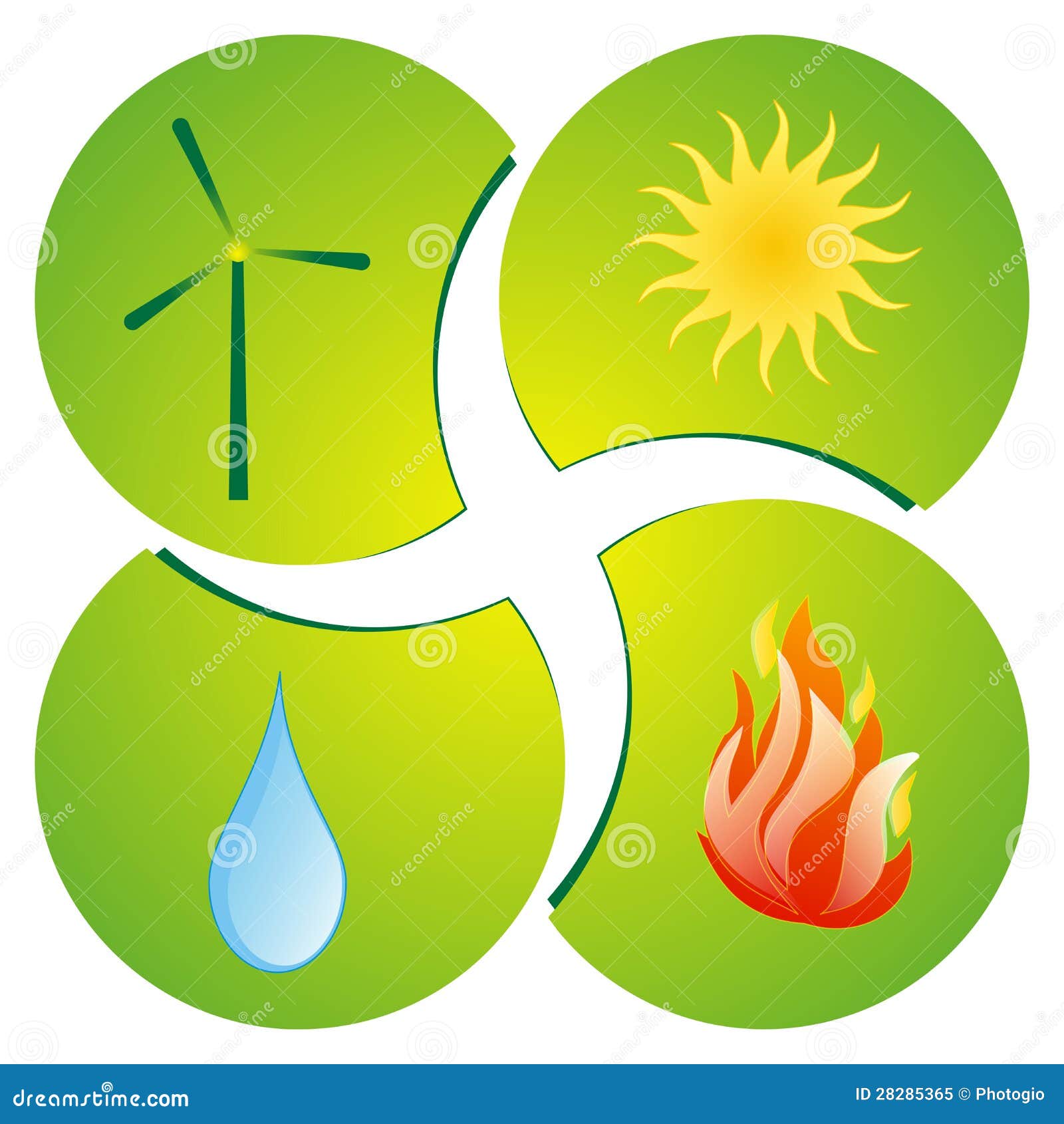 Cuatro elementos ilustración del vector. Ilustración de arte - 28285365