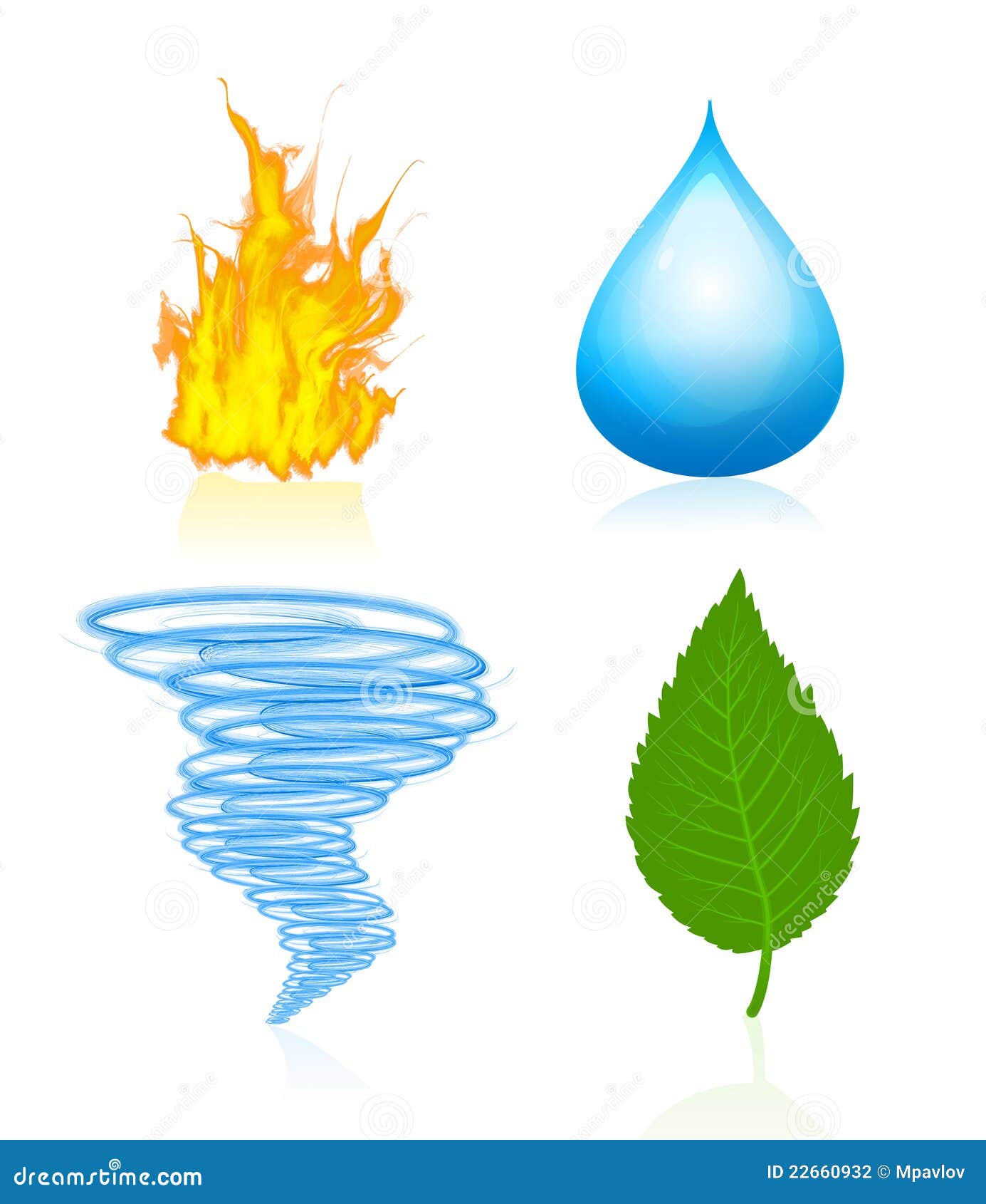 Cuatro Elementos De La Naturaleza Ilustración del Vector - Ilustración ...