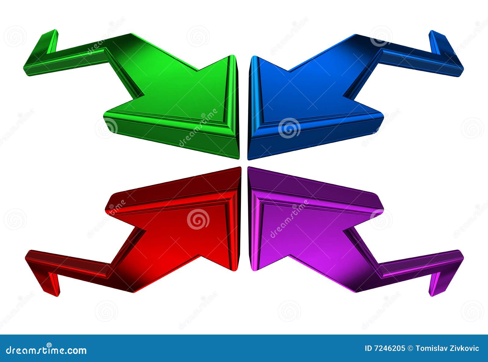 Cuatro flechas 3D stock de ilustración. Ilustración de diagrama - 7246205