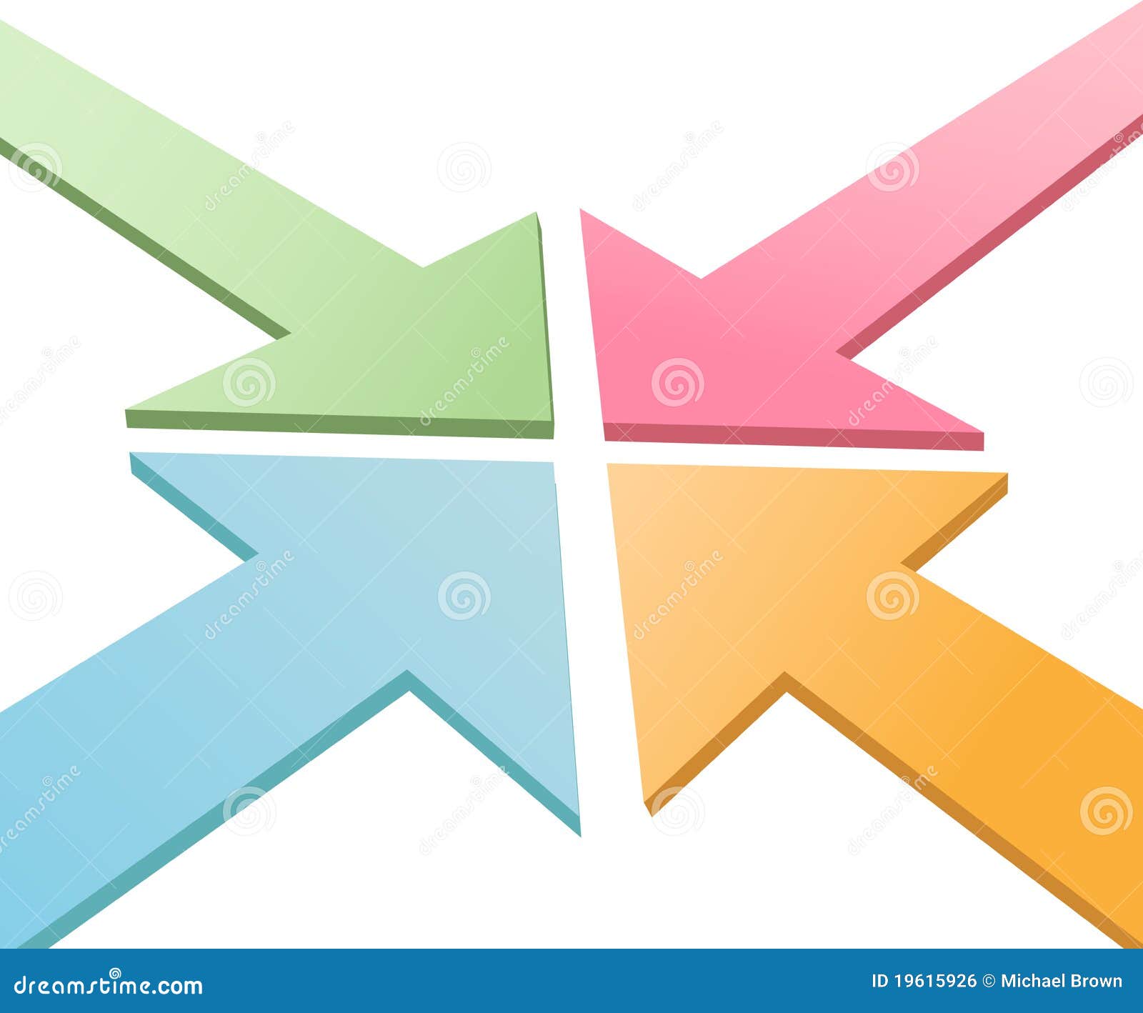 Cuatro Flechas 3D Convergen Punta a Centrarse Ilustración del Vector ...