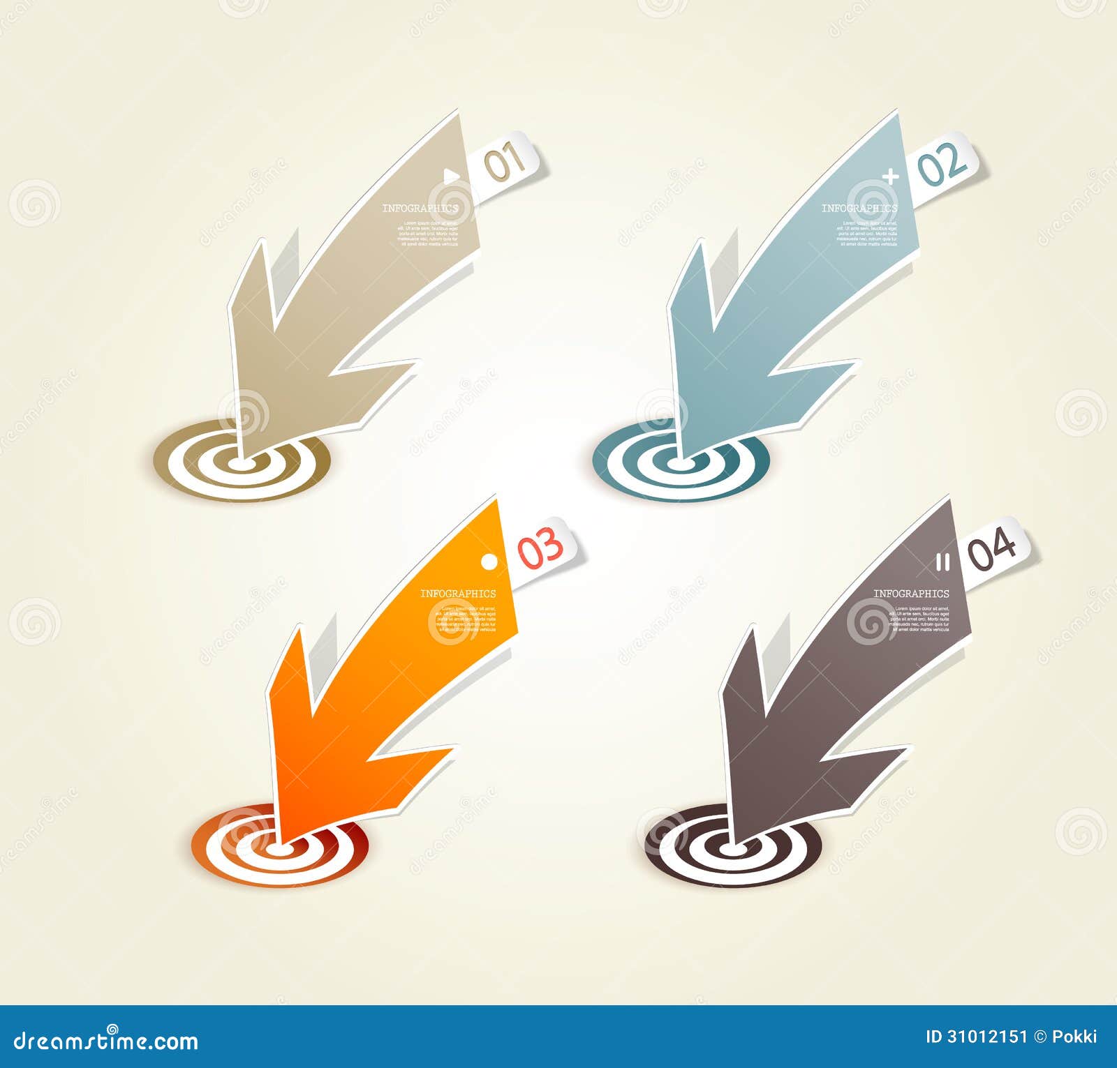 Cuatro Flechas Del Papel Coloreado Ilustración del Vector - Ilustración ...