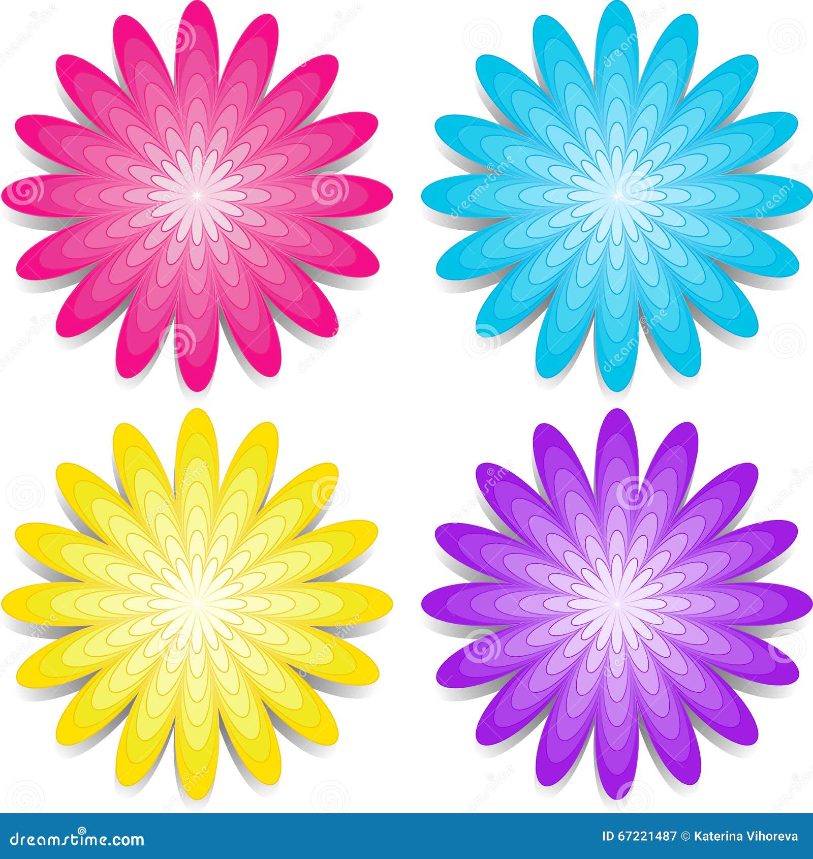 Cuatro Flores Coloridas Ilustración del Vector - Imagen: 67221487