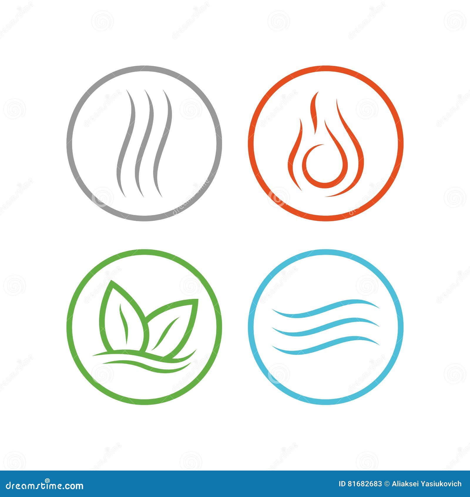 Cuatro Iconos De Los Elementos Del Vector Ilustración del Vector ...