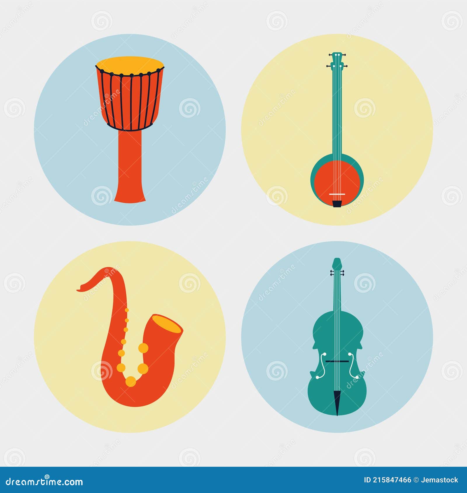 Cuatro Instrumentos Musicales Ilustración del Vector - Ilustración de ...