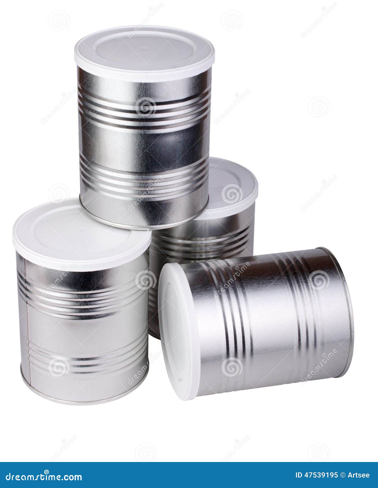 Cuatro latas del metal imagen de archivo. Imagen de envase - 47539195