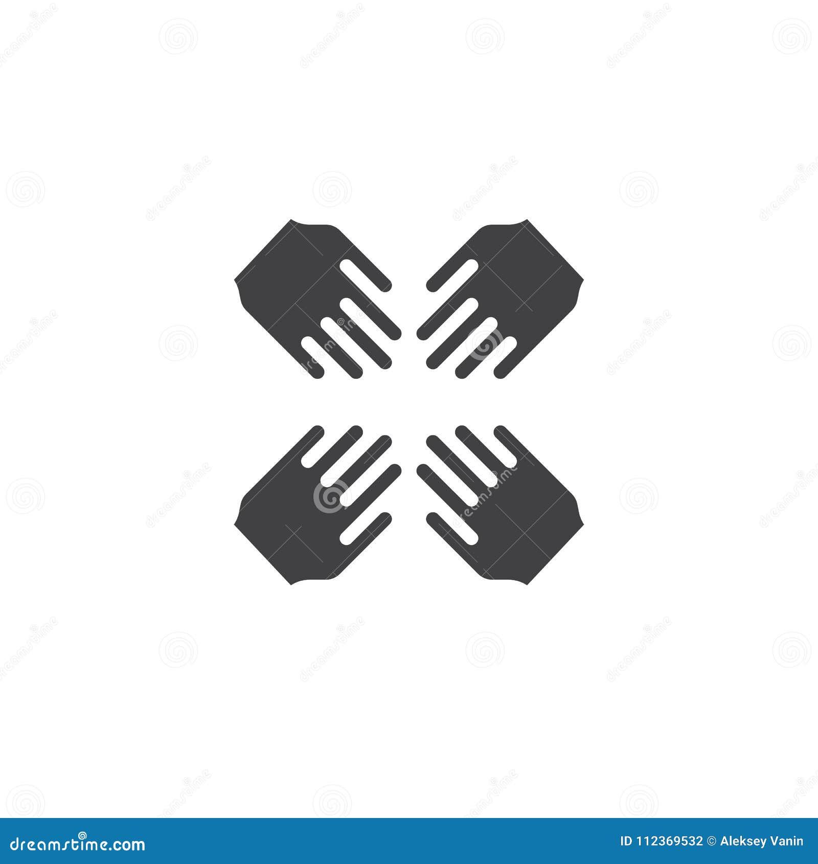 Cuatro Manos Se Unen a Juntas El Icono Del Vector Ilustración del ...