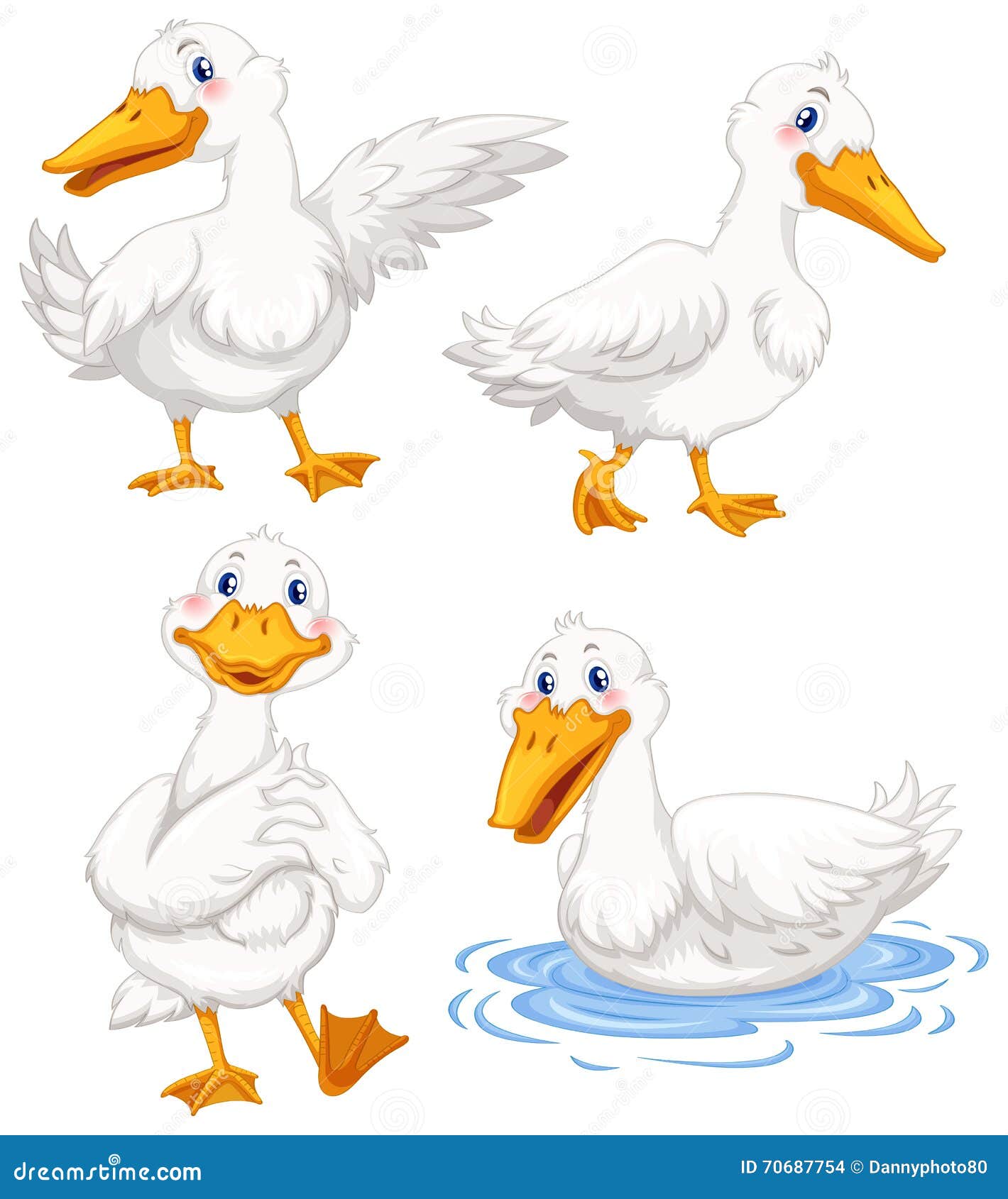 Cuatro Patos En Diversas Actitudes Ilustración del Vector - Imagen ...