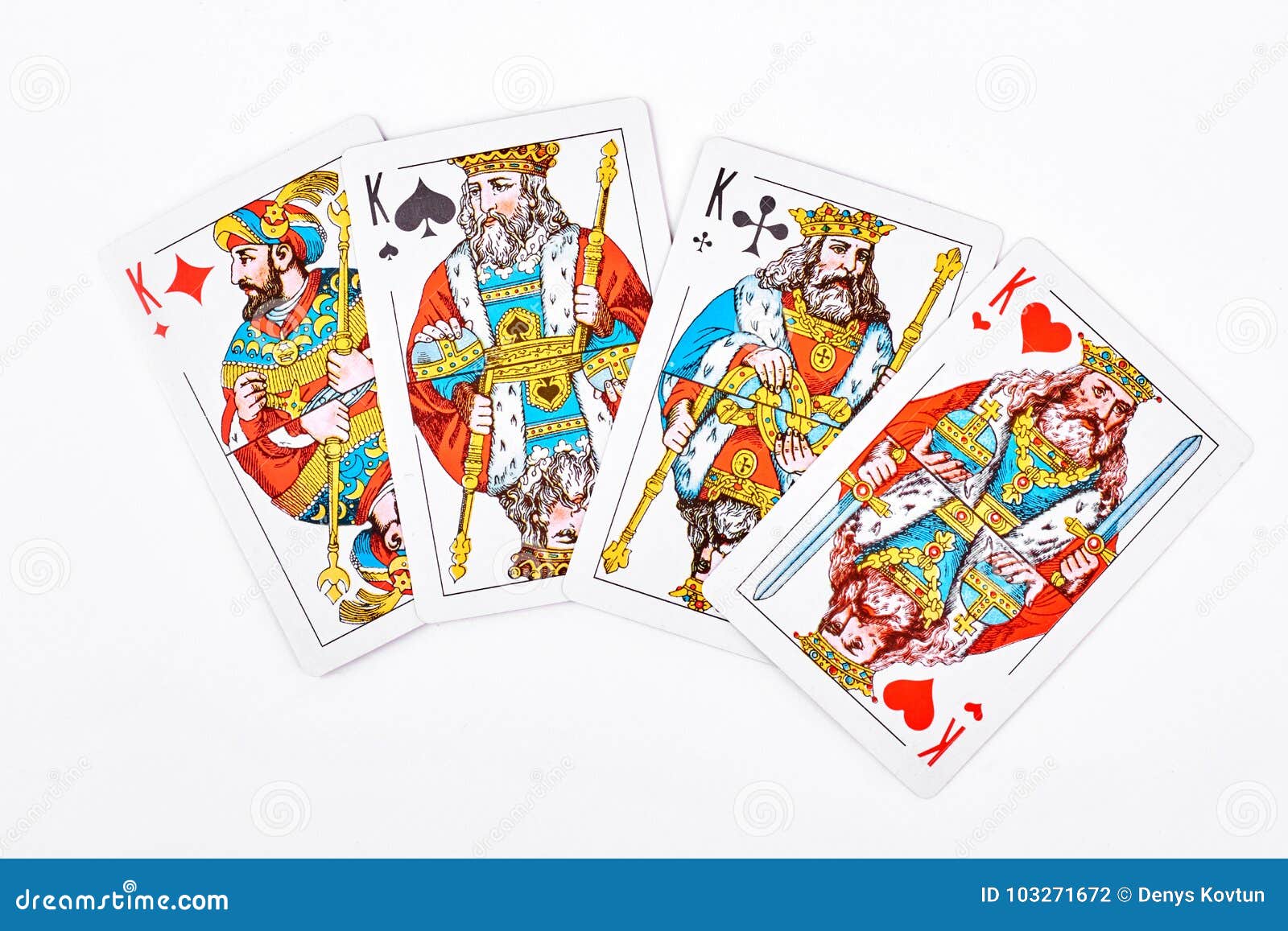 Cuatro reyes de naipes foto de archivo. Imagen de riesgo - 103271672