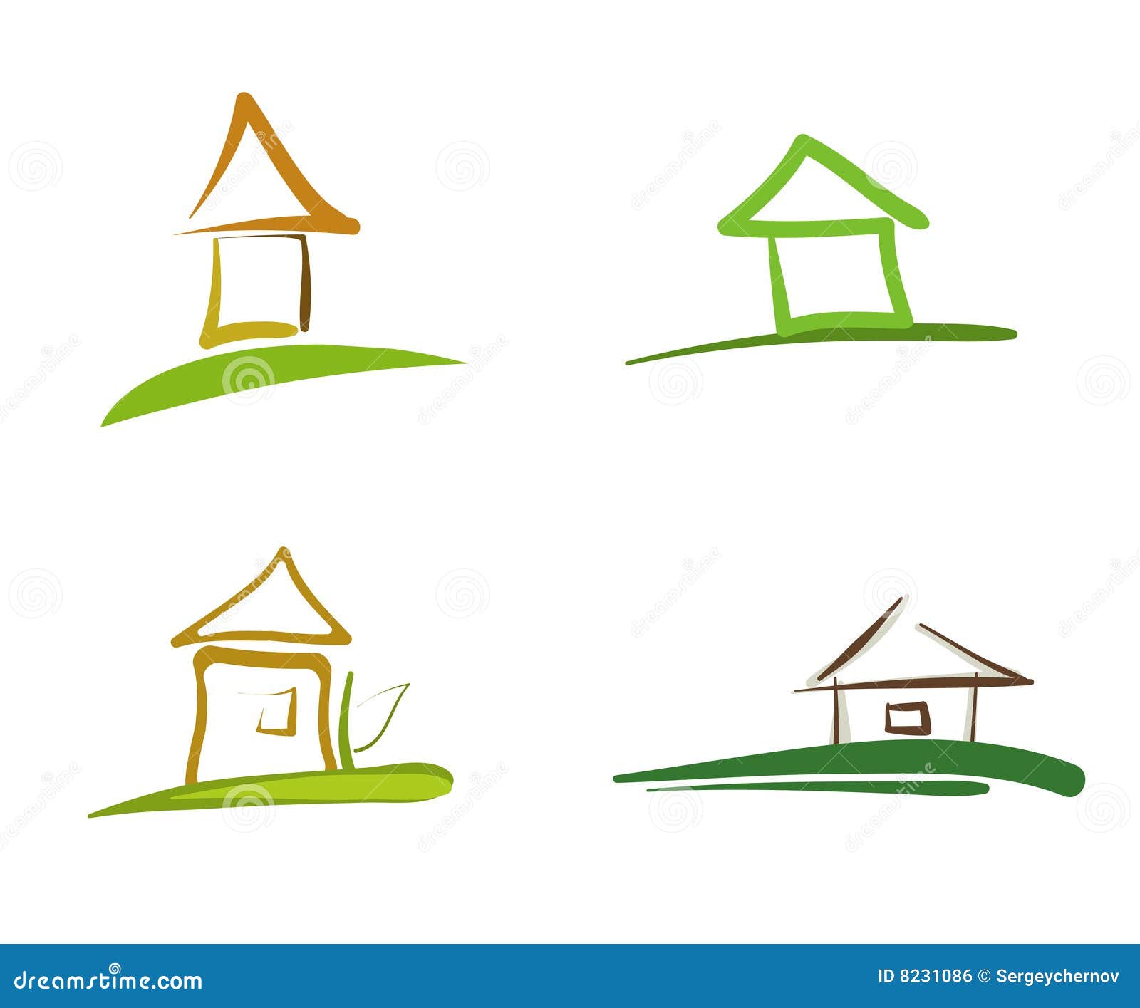 Cuatro Símbolos De Las Casas Ilustración del Vector - Ilustración de ...