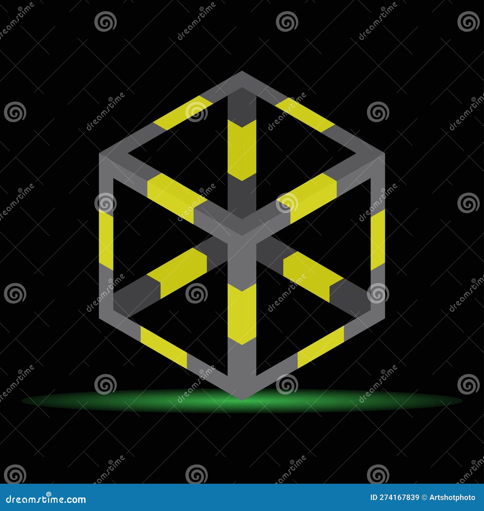 Three Dimensional Grey Cube with Luminous Lines Stock Vector ...