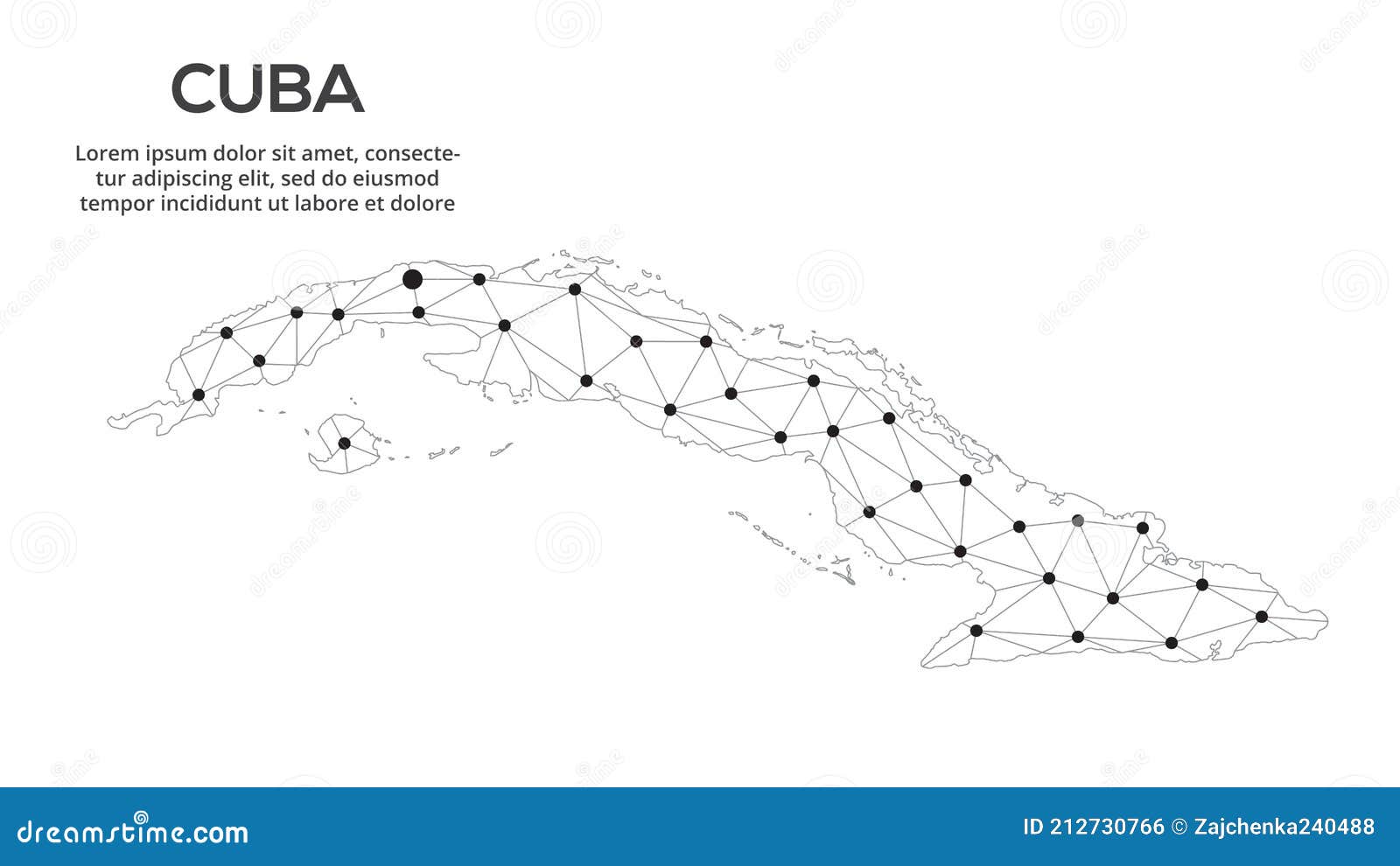 Cuba Communication Network Map. Vector Image of a Low Poly Global Map ...