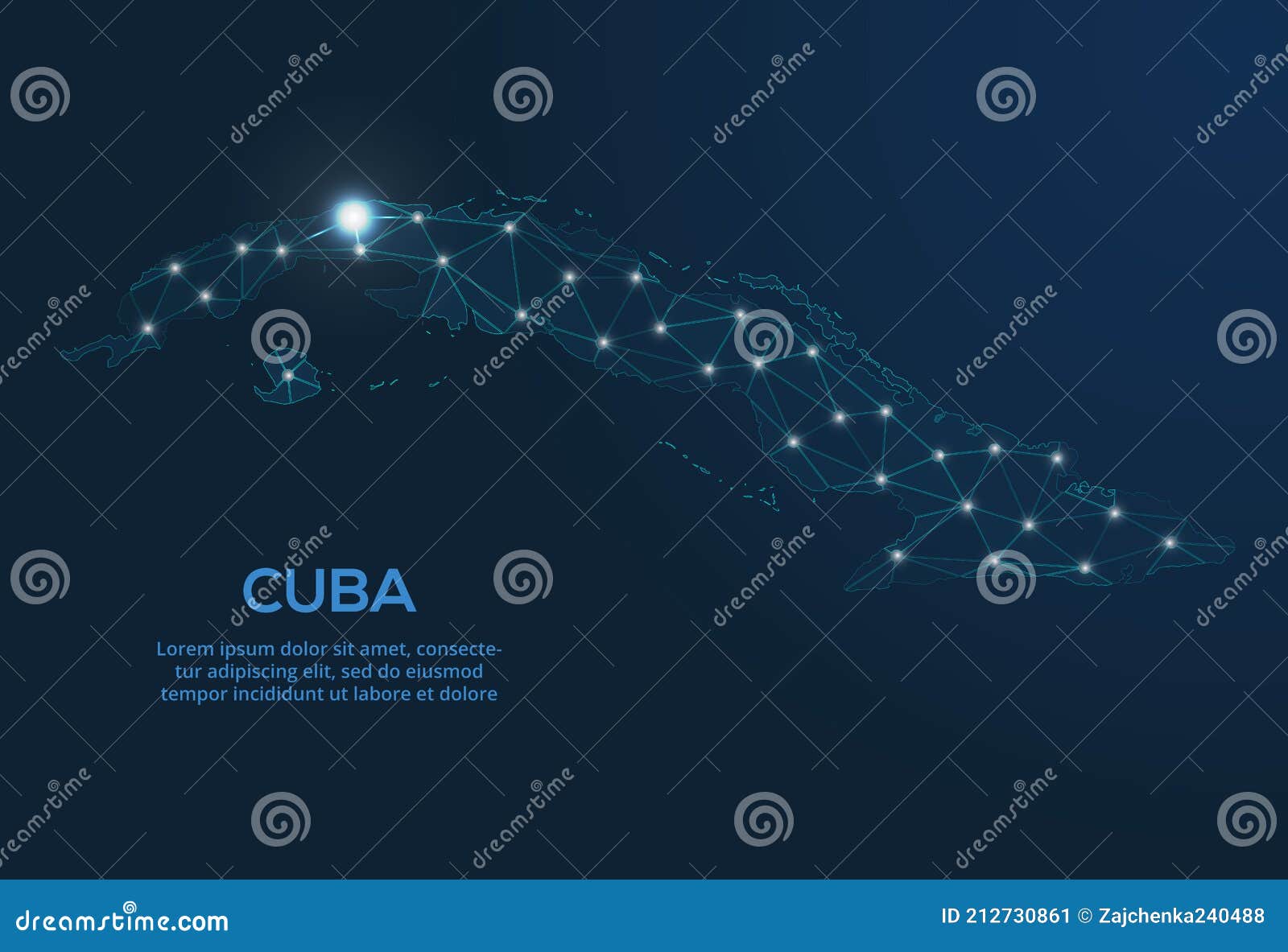 Cuba Communication Network Map. Vector Low Poly Image of a Global Map ...