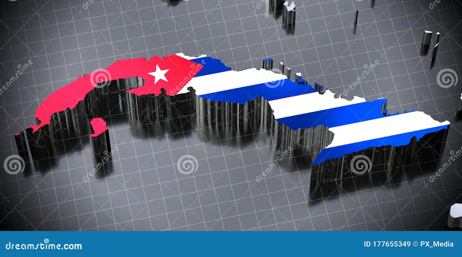 Cuba - Country Borders and Flag Stock Illustration - Illustration of ...