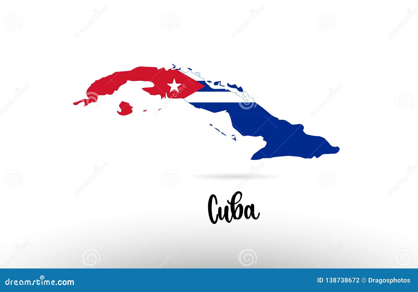 Cuba Country Flag Inside Map Contour Design Icon Logo Stock Vector ...