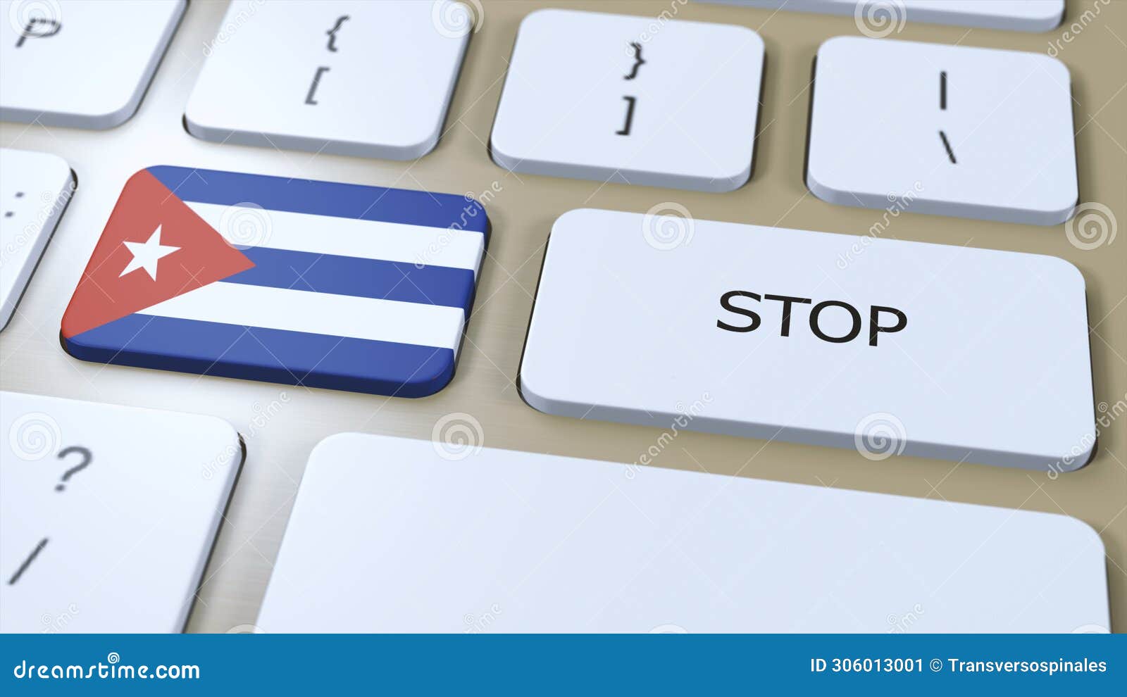 Cuba Country Flag and Stop Button 3D Illustration Stock Illustration ...