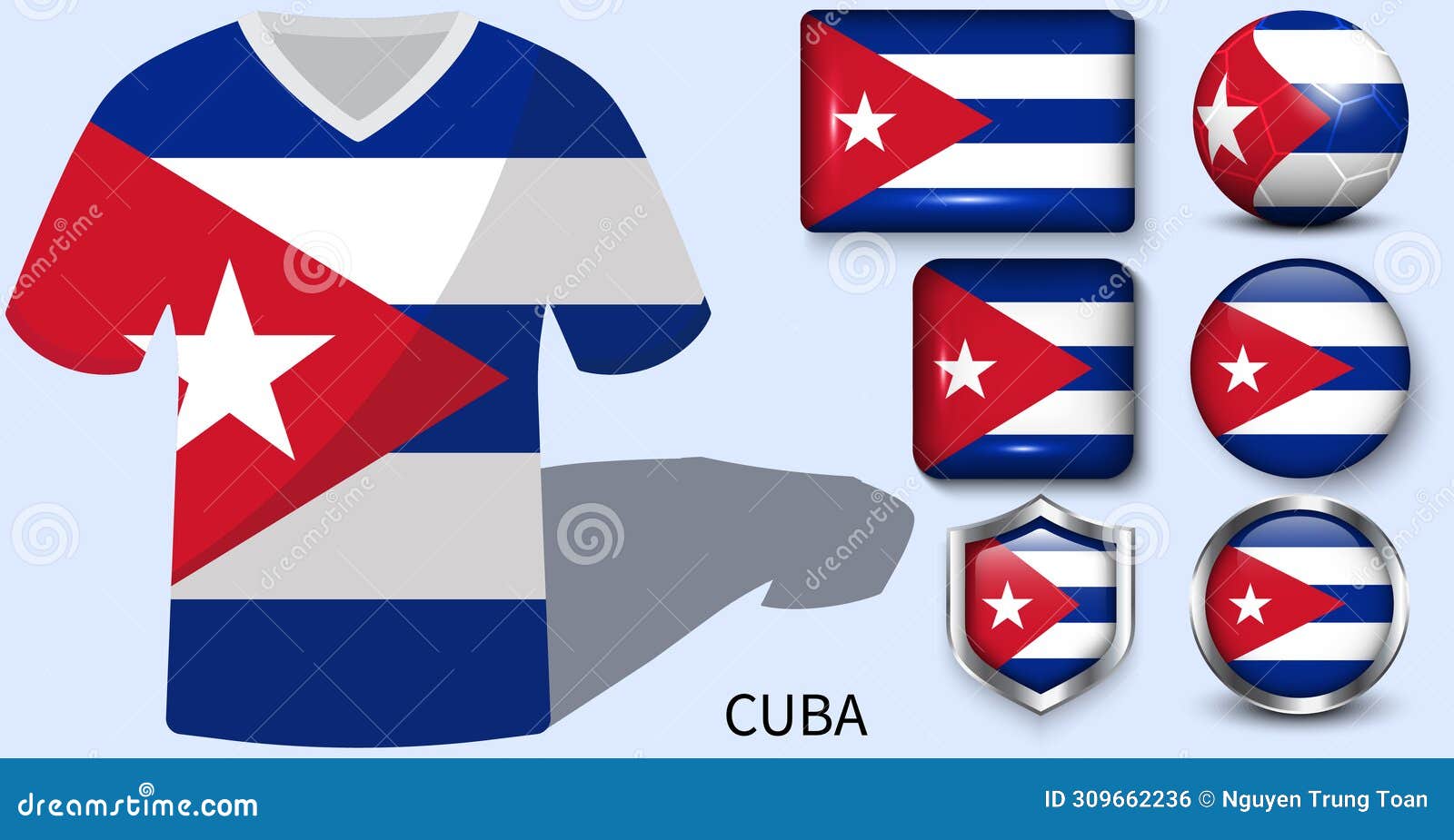 Cuba Flag Collection, Football Jerseys of Cuba Stock Vector ...