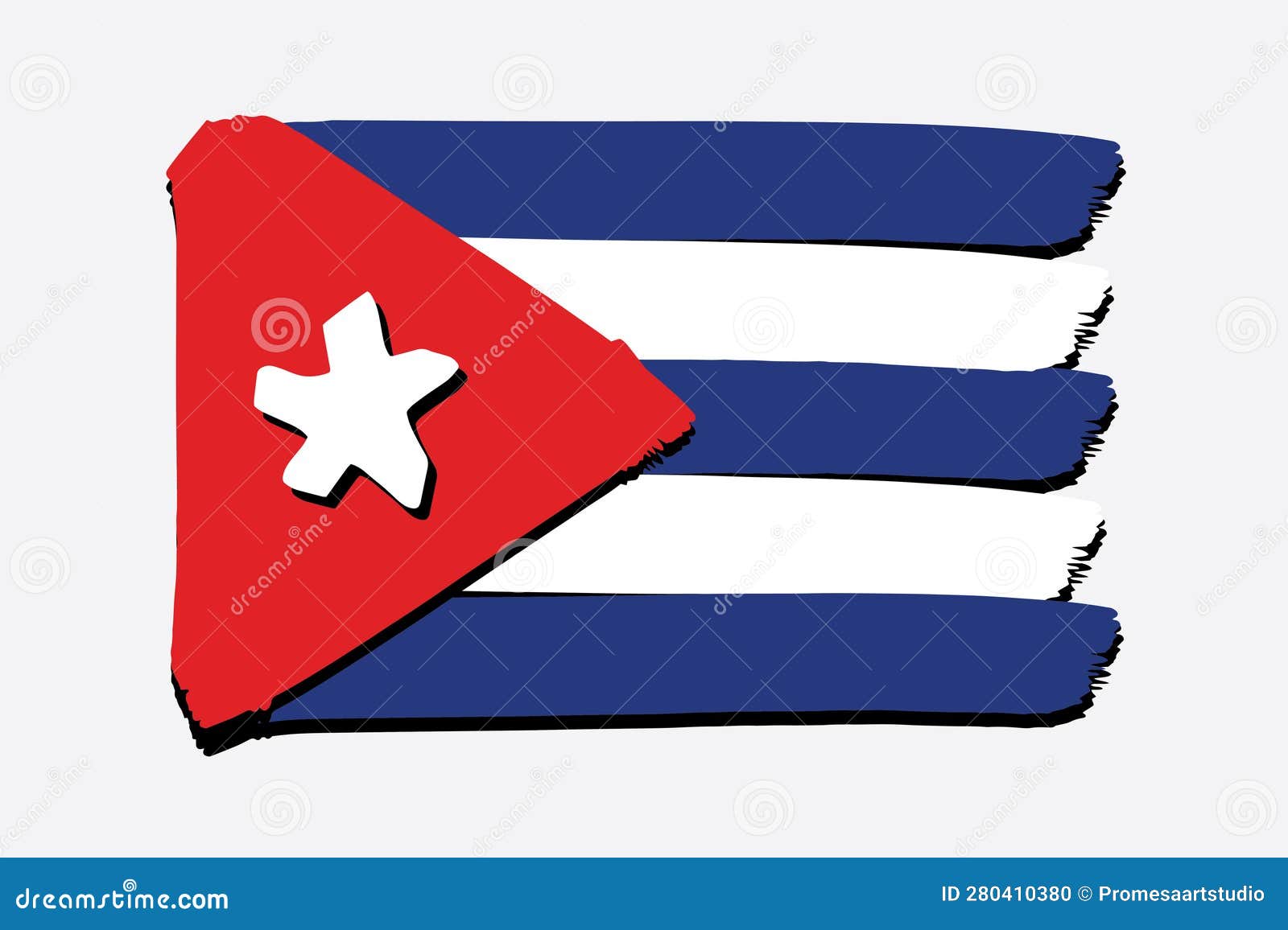 Cuba Flag with Colored Hand Drawn Lines in Vector Format Stock ...
