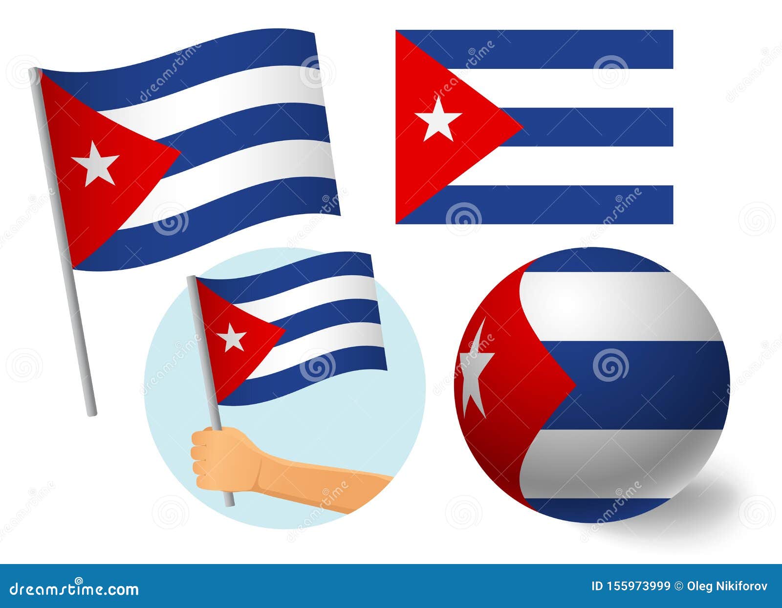 Cuba flag icon set stock illustration. Illustration of waving - 155973999