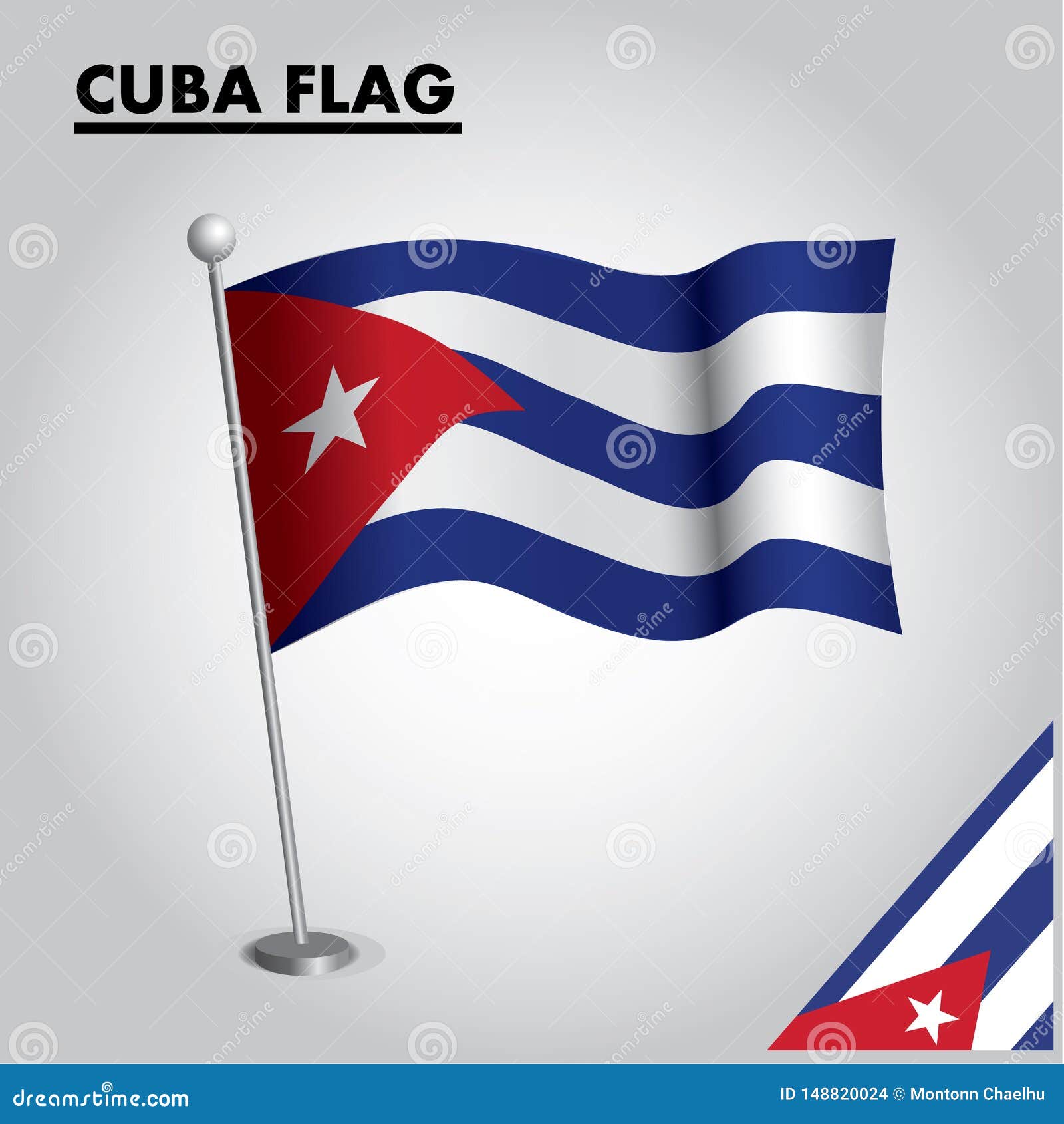 CUBA Flag National Flag of CUBA on a Pole Stock Vector - Illustration ...
