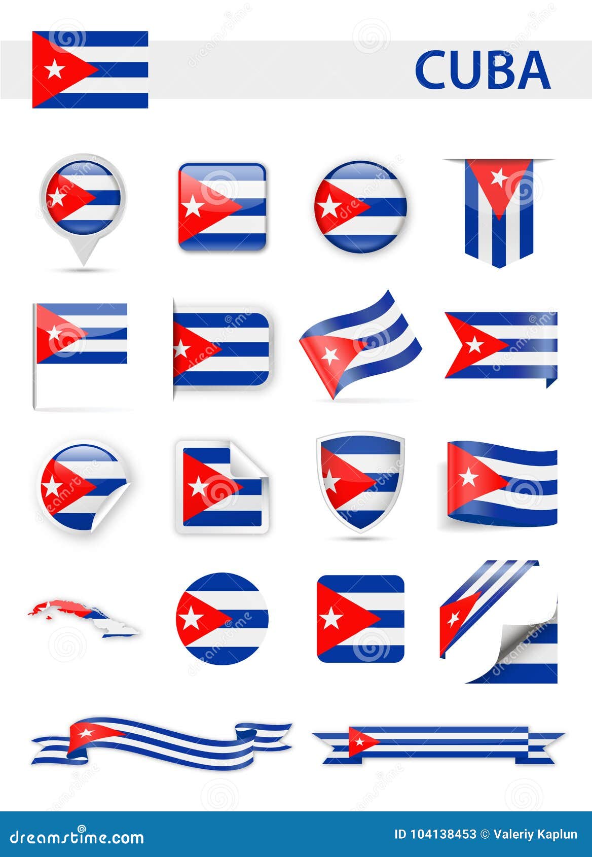 Cuba Flag Vector Set stock illustration. Illustration of label - 104138453