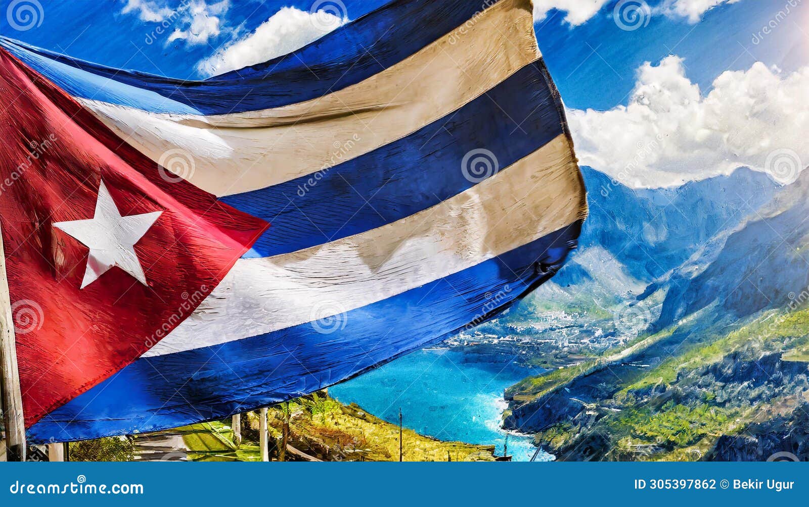 Cuba Flag Waving on the Wind Stock Illustration - Illustration of ...