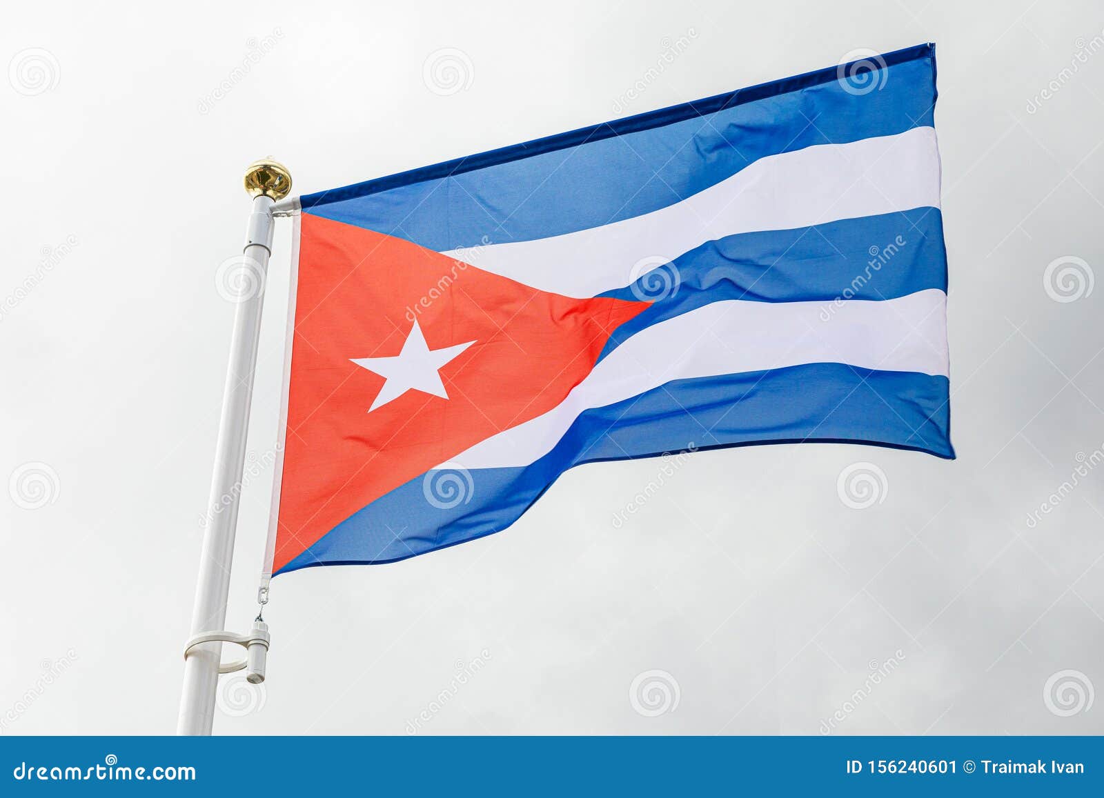 Cuba Flag Waving in the Wind in Sky Stock Image - Image of ensign ...