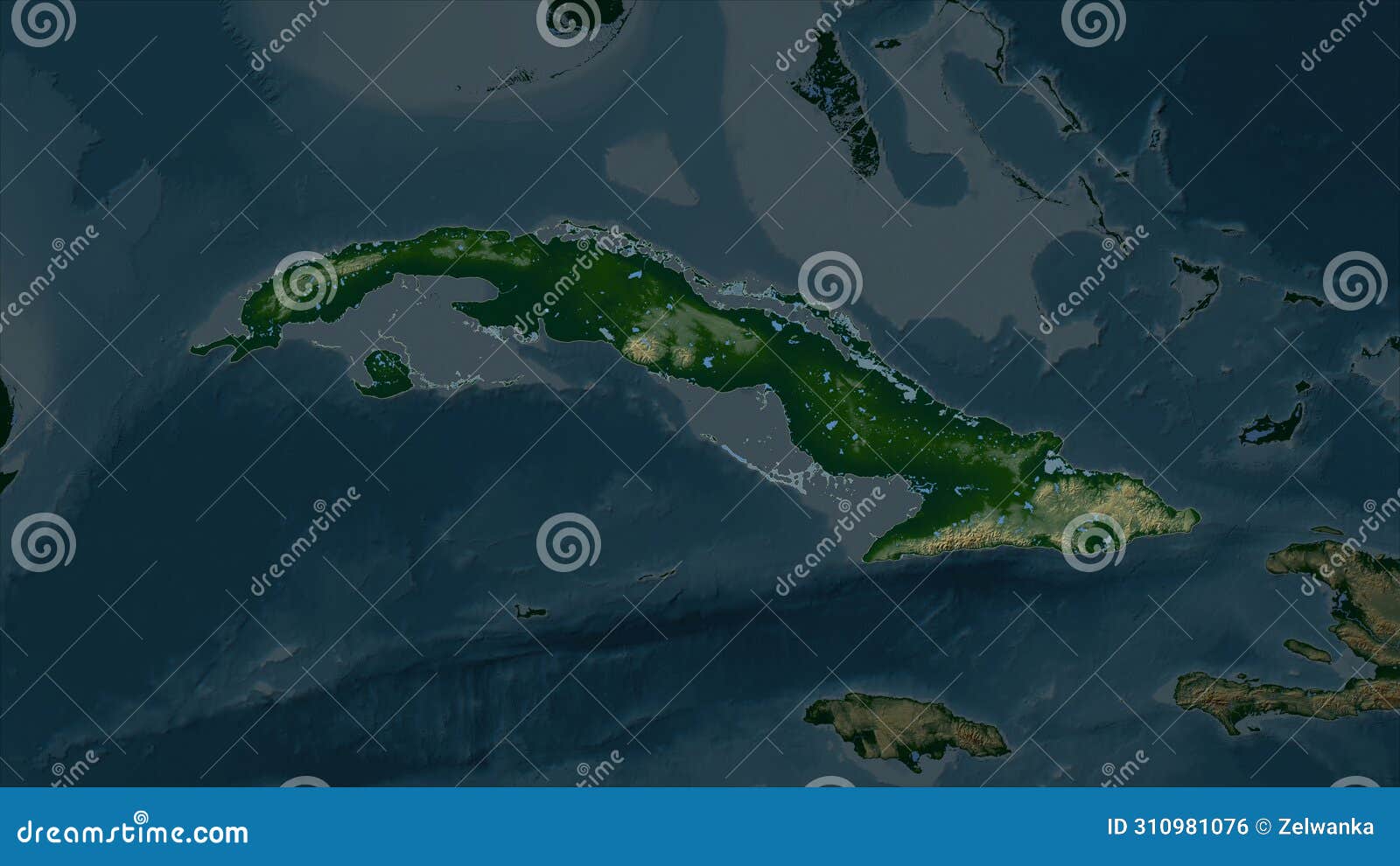 Cuba highlighted. Physical stock illustration. Illustration of region ...