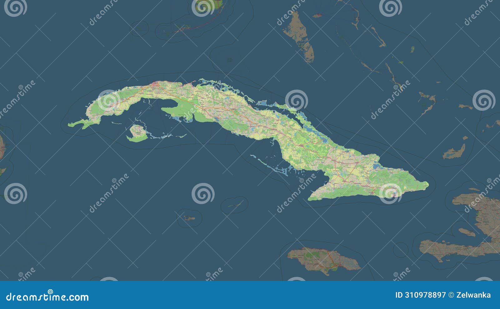 Cuba Highlighted. Topo German Stock Illustration - Illustration of ...