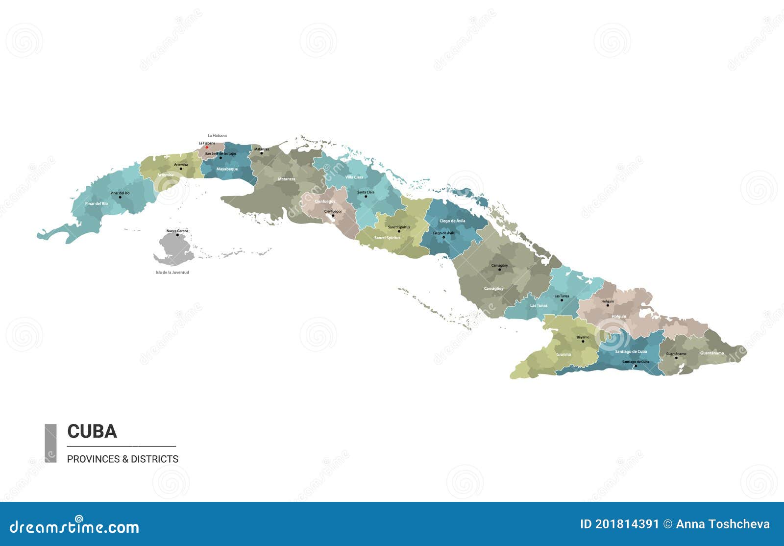 Cuba Higt Detailed Map With Subdivisions Administrative Map Of Cuba