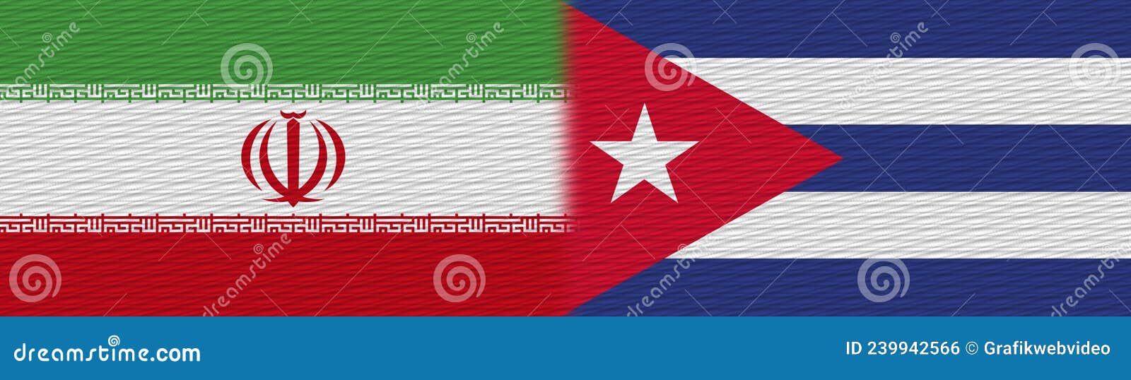 Cuba And Iran Realistic Flag â€“ Fabric Texture Illustration Royalty ...