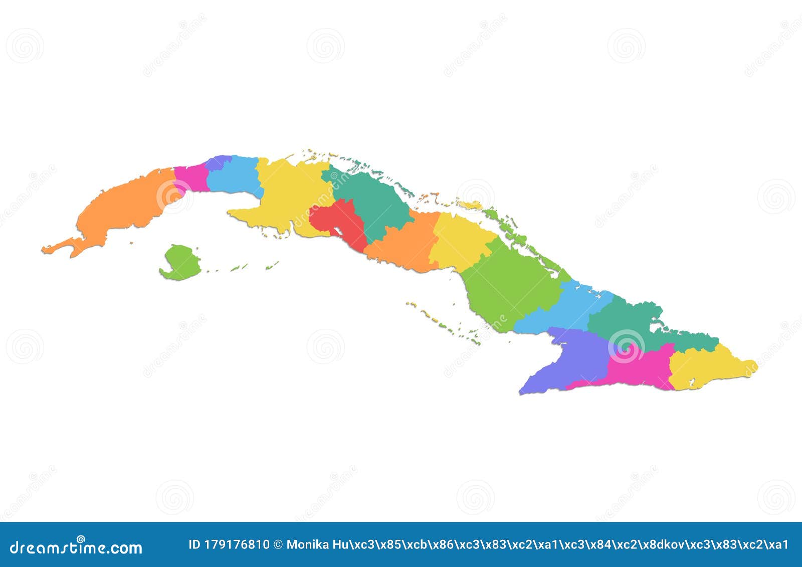 Cuba Map, Administrative Division, Colors Map Isolated On White ...