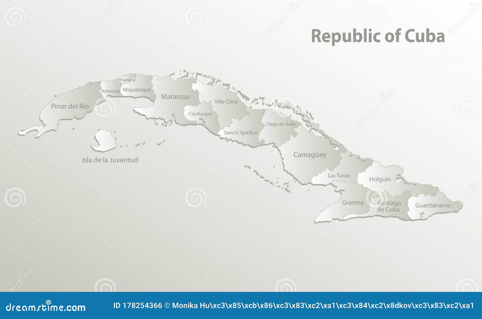 Cuba Map, Individual Regions With Names, Infographics And Icons Cartoon ...