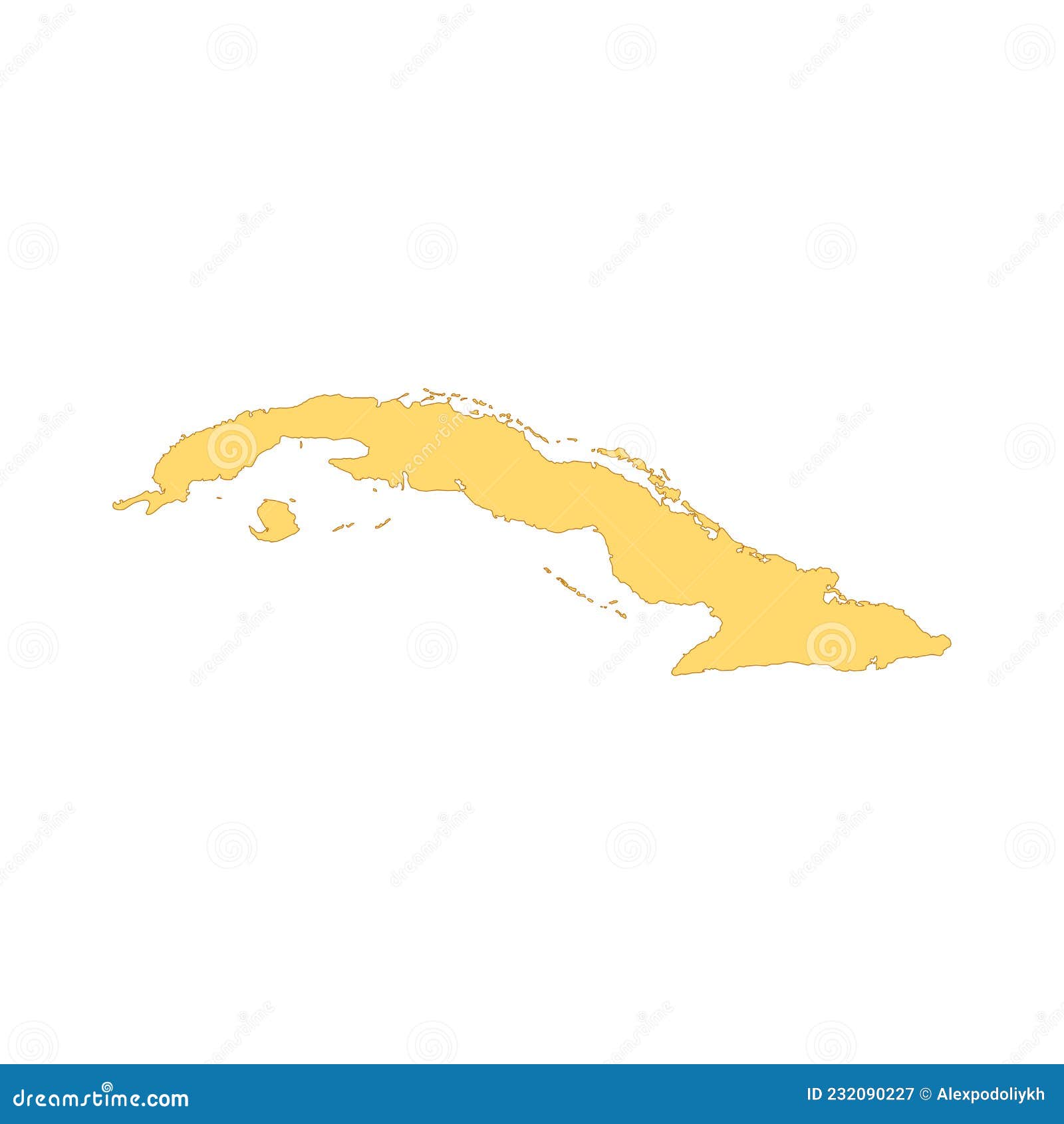 Cuba Map Color Line Element. Border of the Country Stock Vector ...