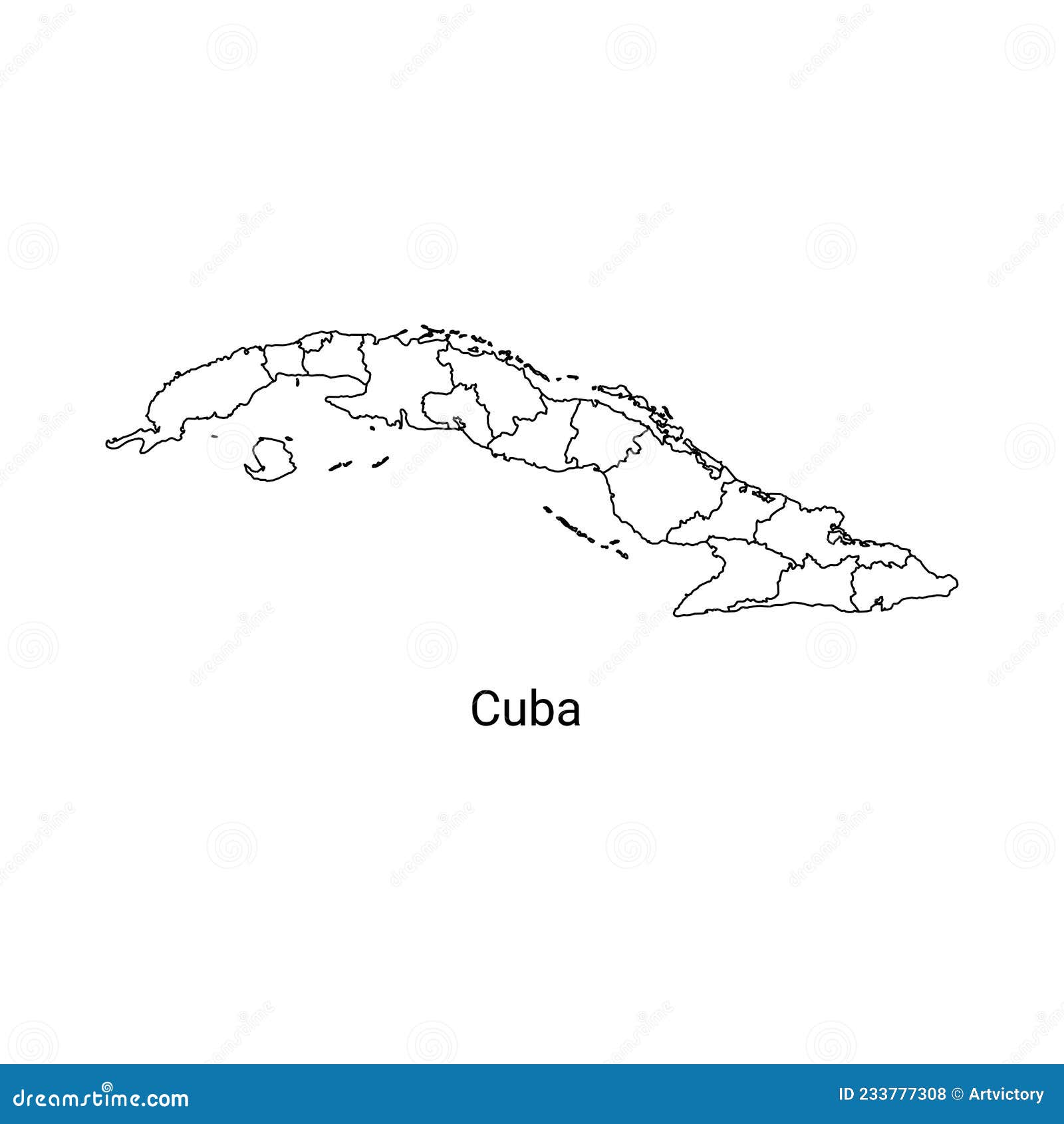 Cuba Map Color Line Element. Border of the Country Stock Vector ...