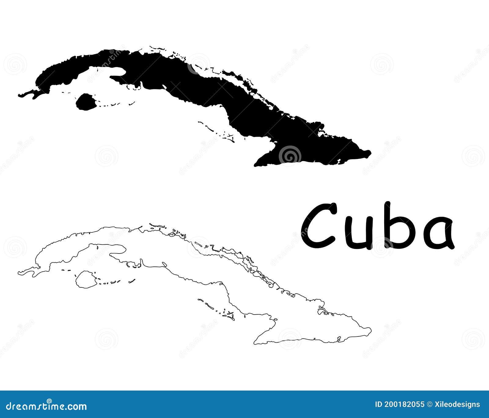Cuba Country Map. Black Silhouette And Outline Isolated On White ...