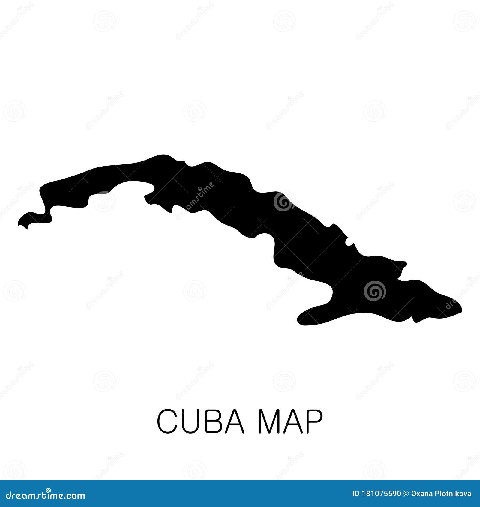 Cuba Map and Country Name Isolated on White Background. Vector ...
