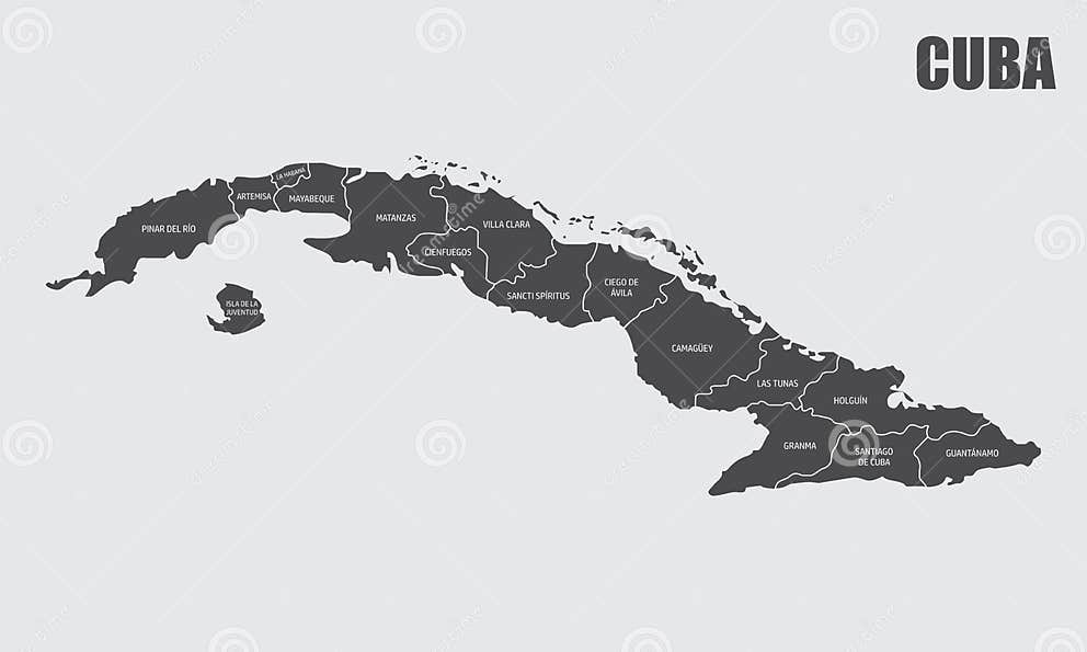 Cuba provinces map stock illustration. Illustration of atlas - 200896455