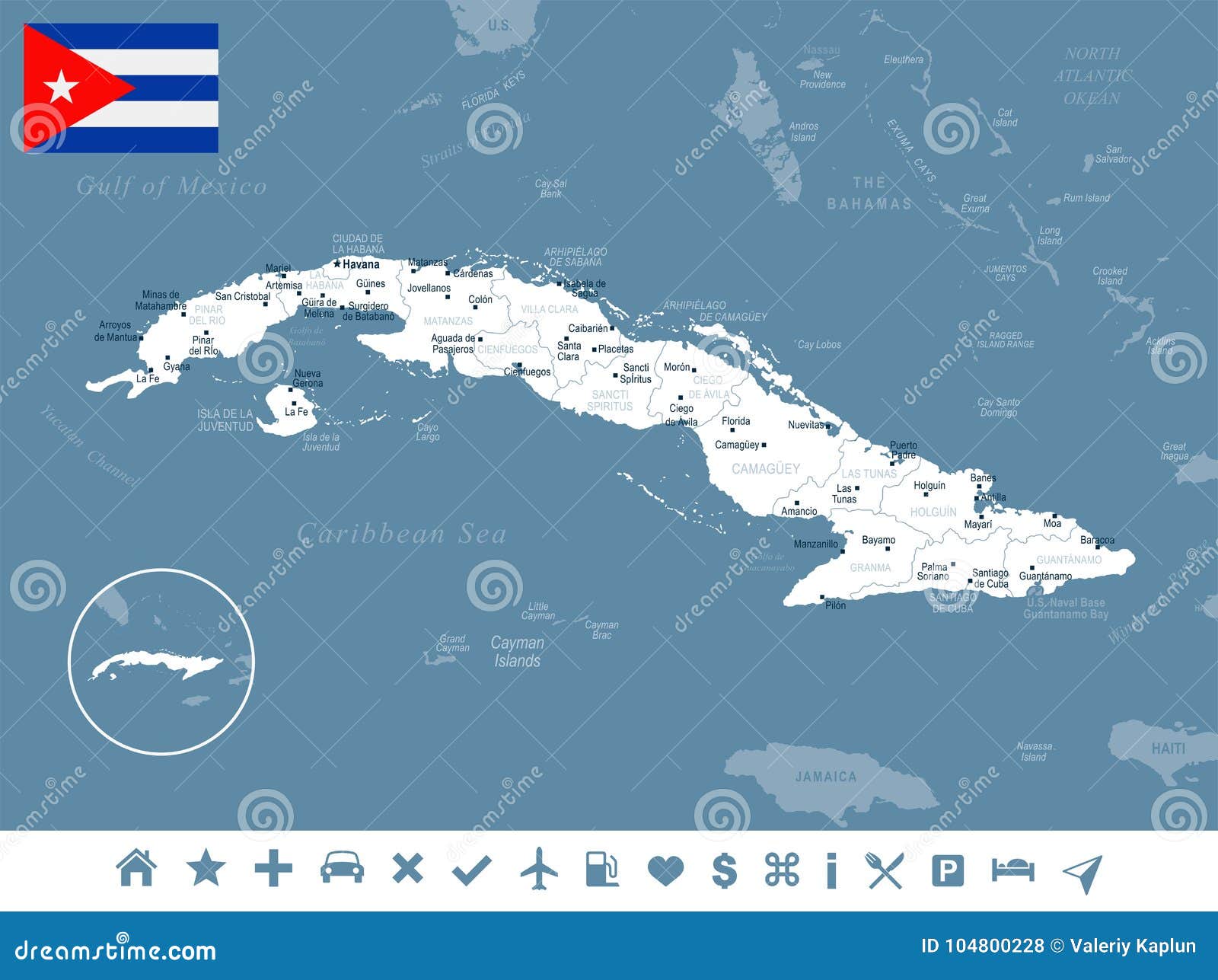 Cuba - Map and Flag Detailed Vector Illustration Stock Illustration ...