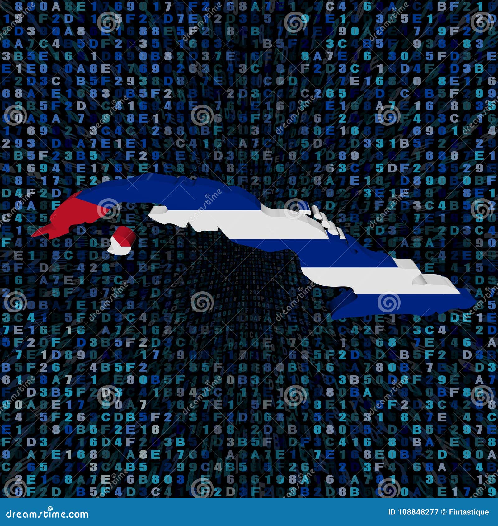 Cuba Map Flag on Hex Code Illustration Stock Illustration ...