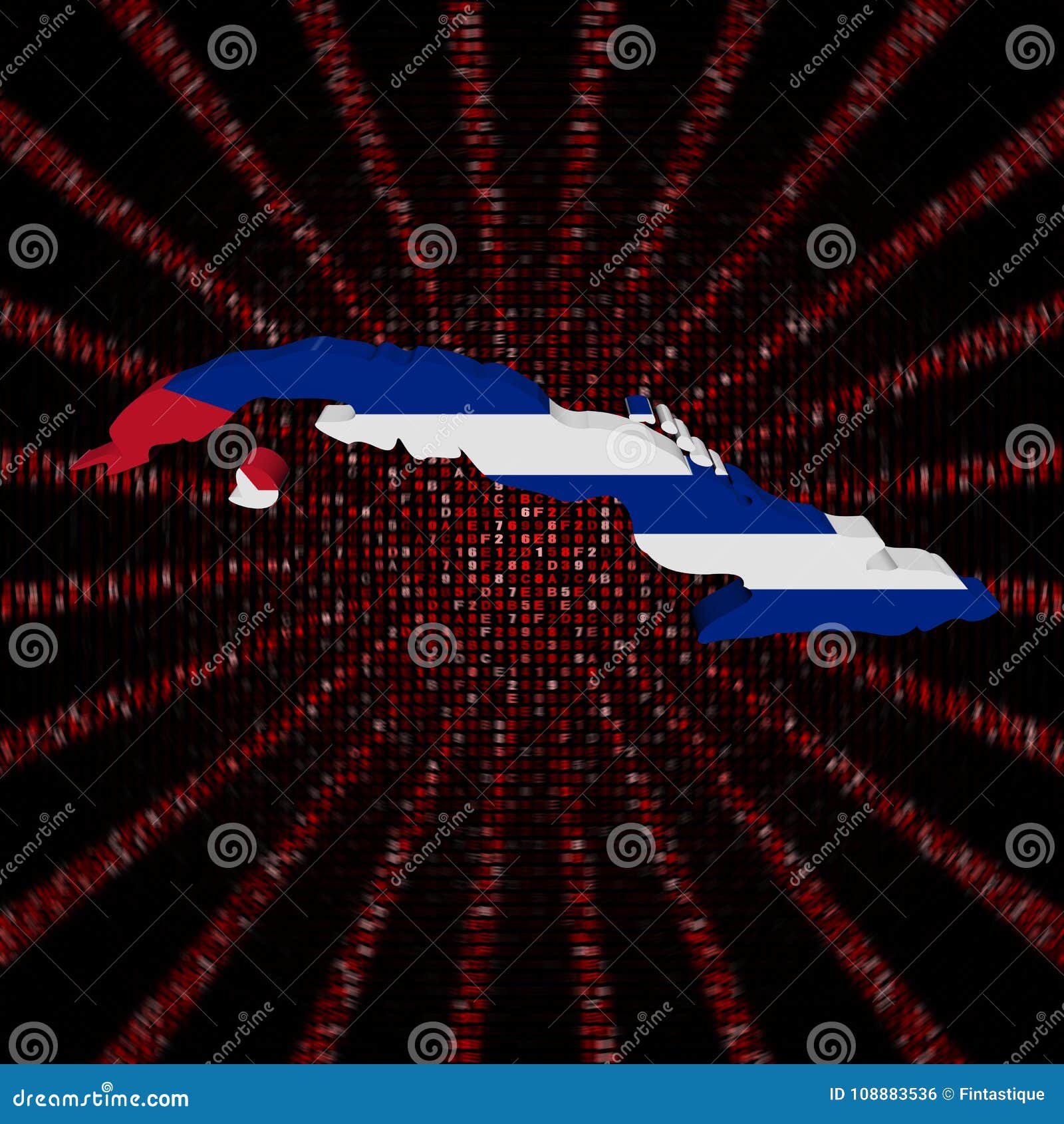 Cuba Map Flag on Red Hex Code Burst Illustration Stock Illustration ...
