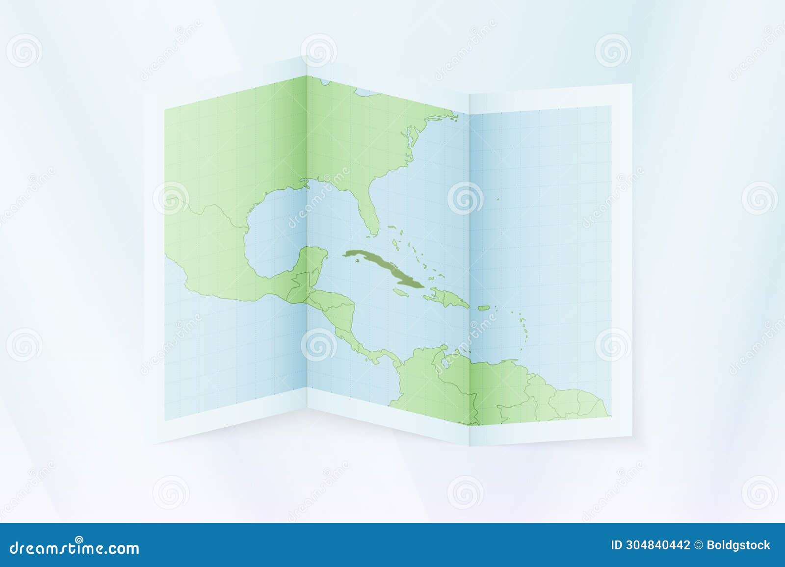 Cuba Map, Folded Paper with Cuba Map Stock Vector - Illustration of ...