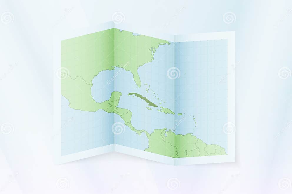 Cuba Map, Folded Paper with Cuba Map Stock Vector - Illustration of ...