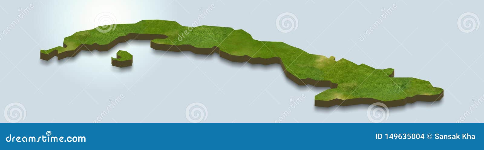 Cuba Map is Green on a Blue 3d Background Stock Illustration ...