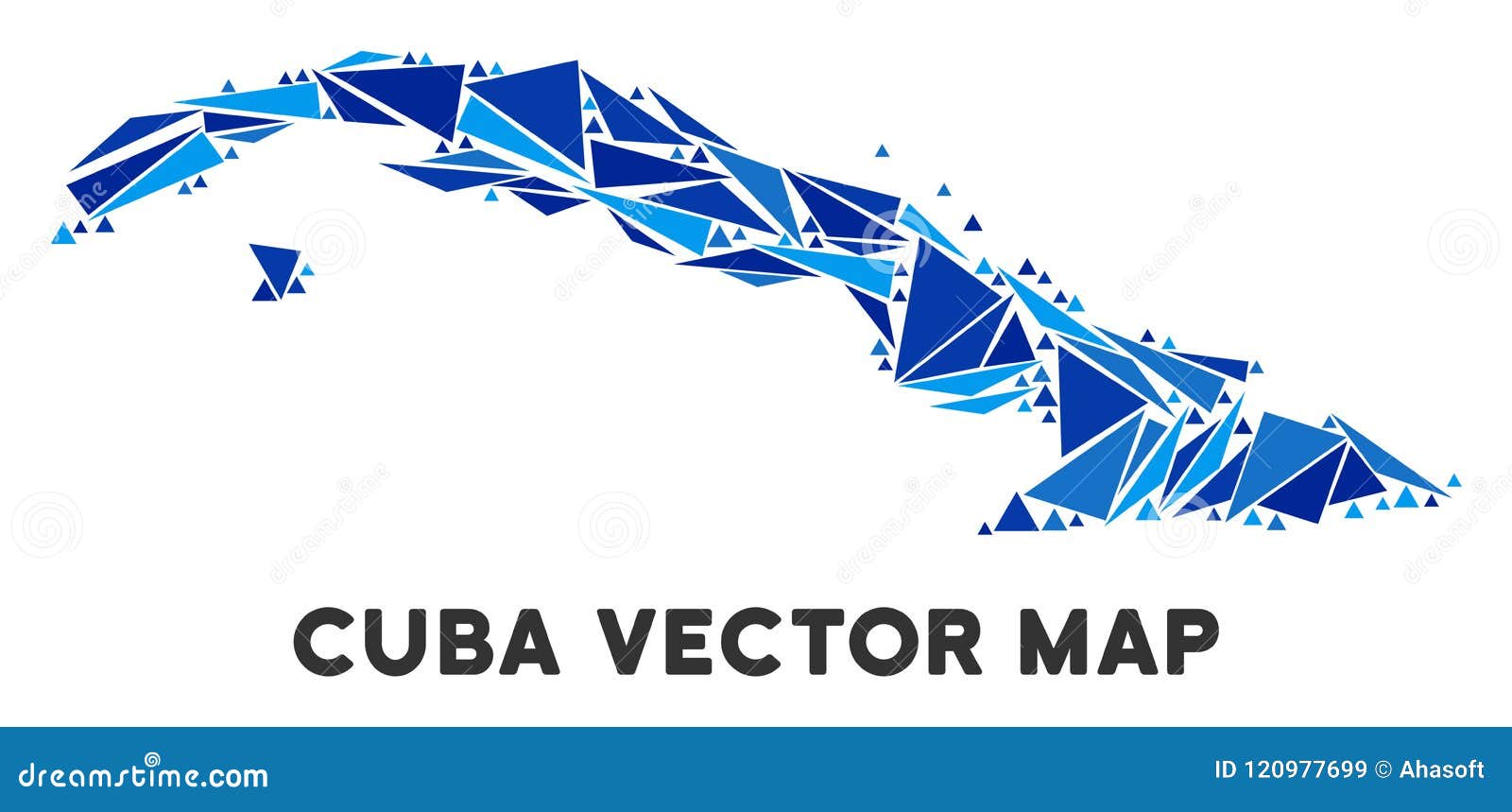 Blue Triangle Cuba Map stock vector. Illustration of national - 120977699
