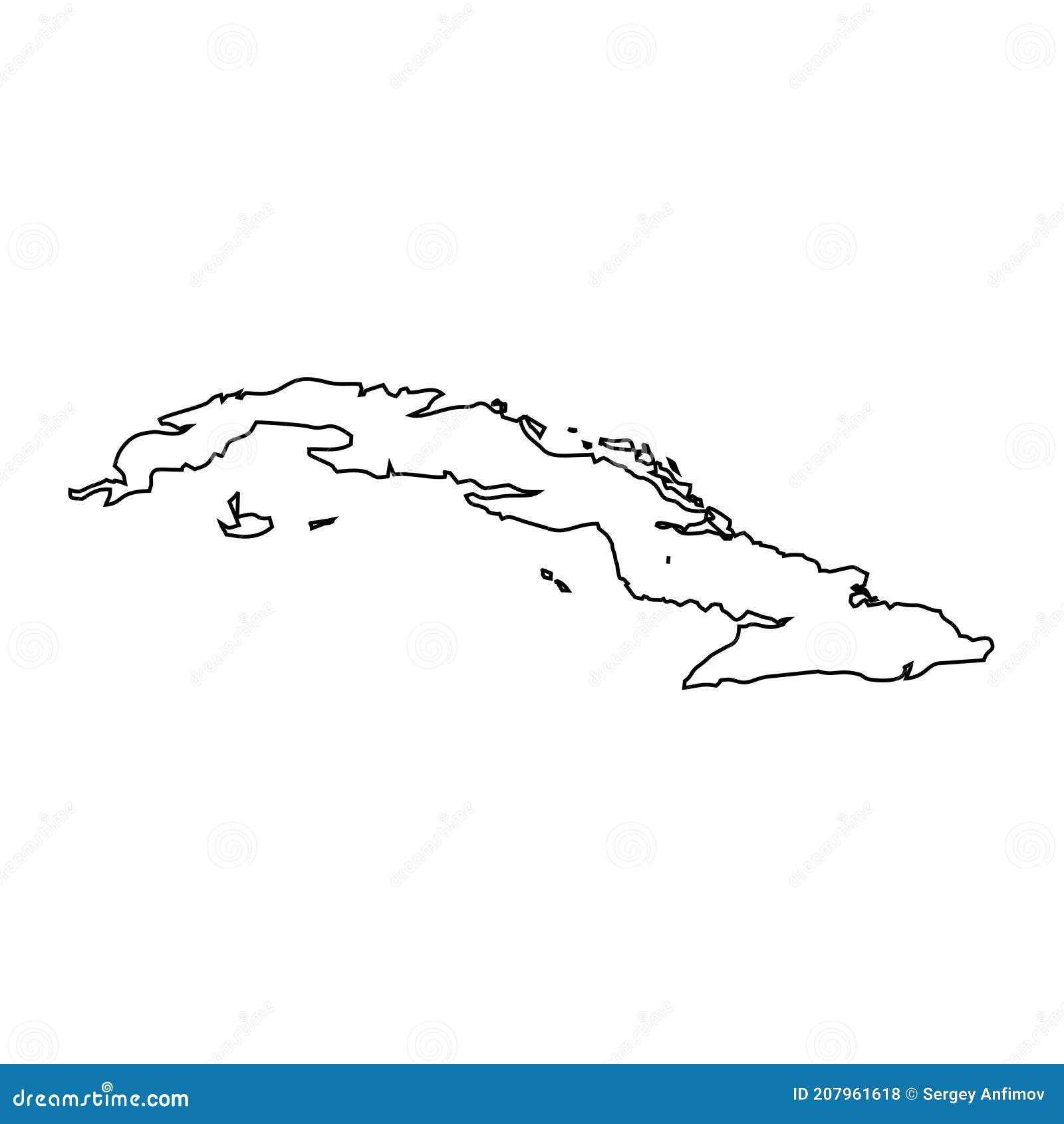Cuba - map outline country stock vector. Illustration of coast - 207961618